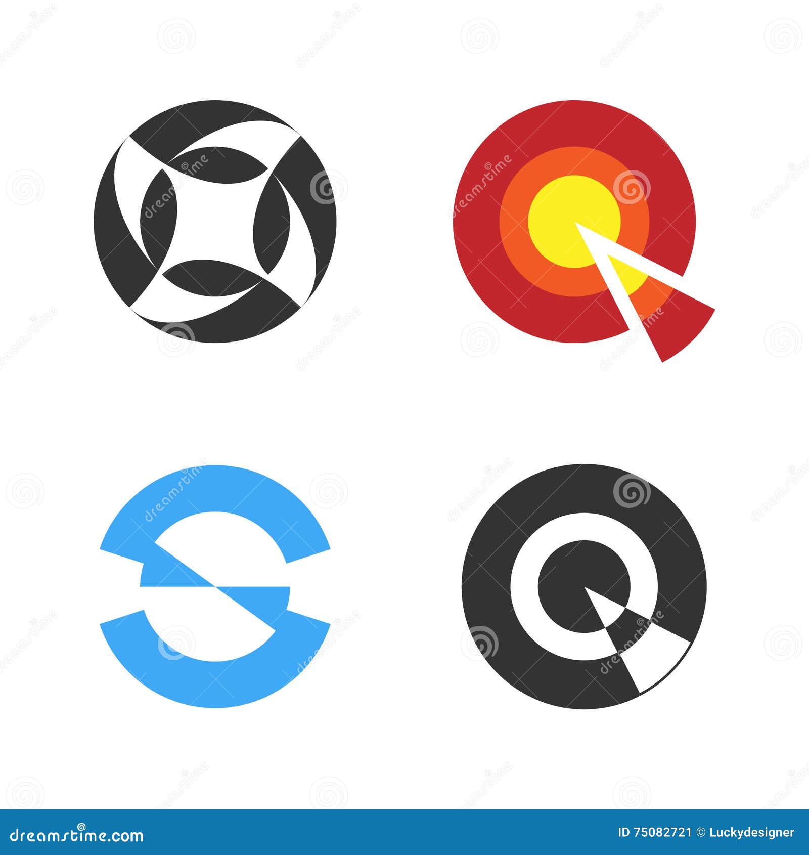 Circular Logo Set. Negative Space Style Logotype Stock Vector ...