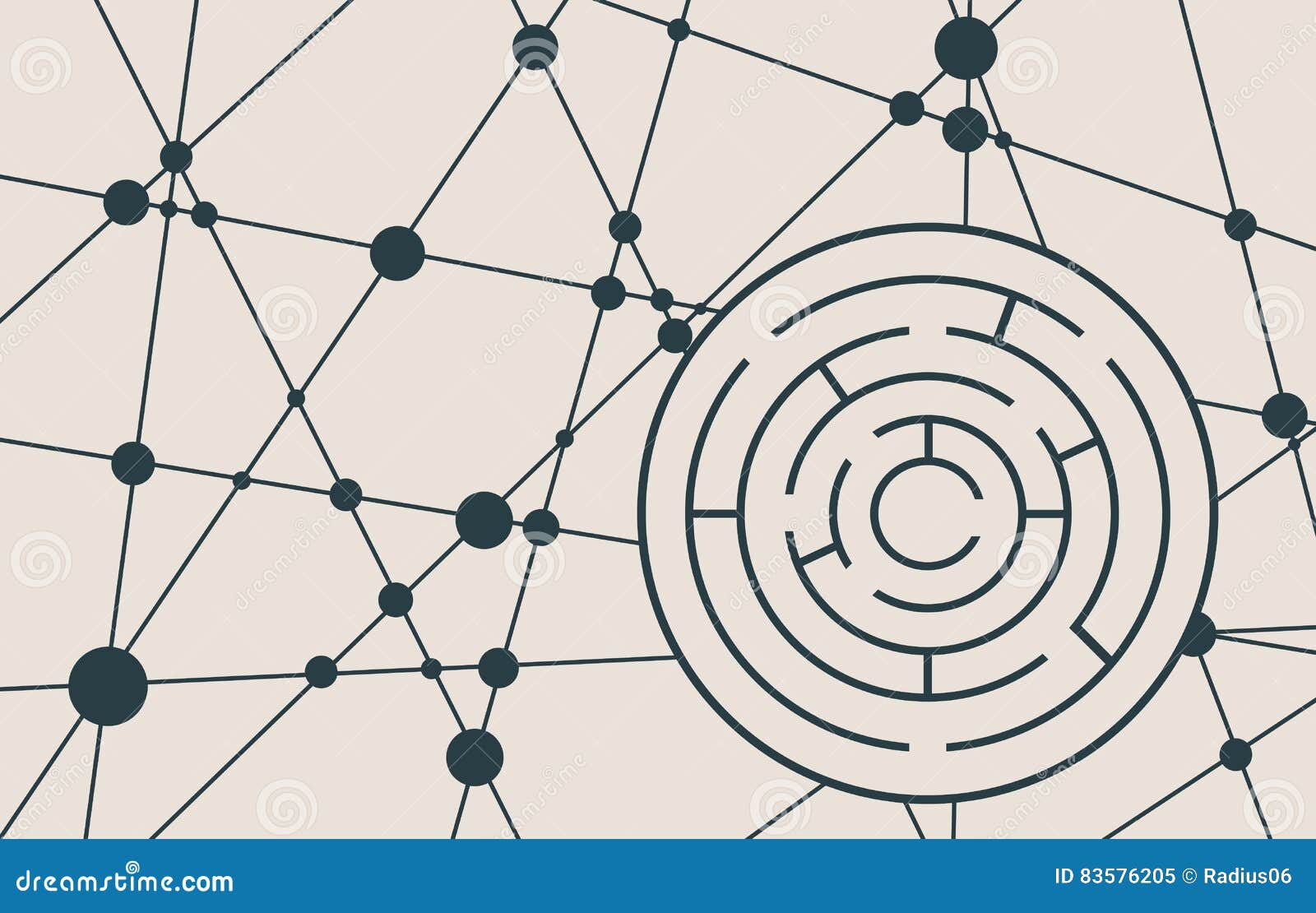 Circular Maze Black on a White Background Stock Vector - Illustration ...