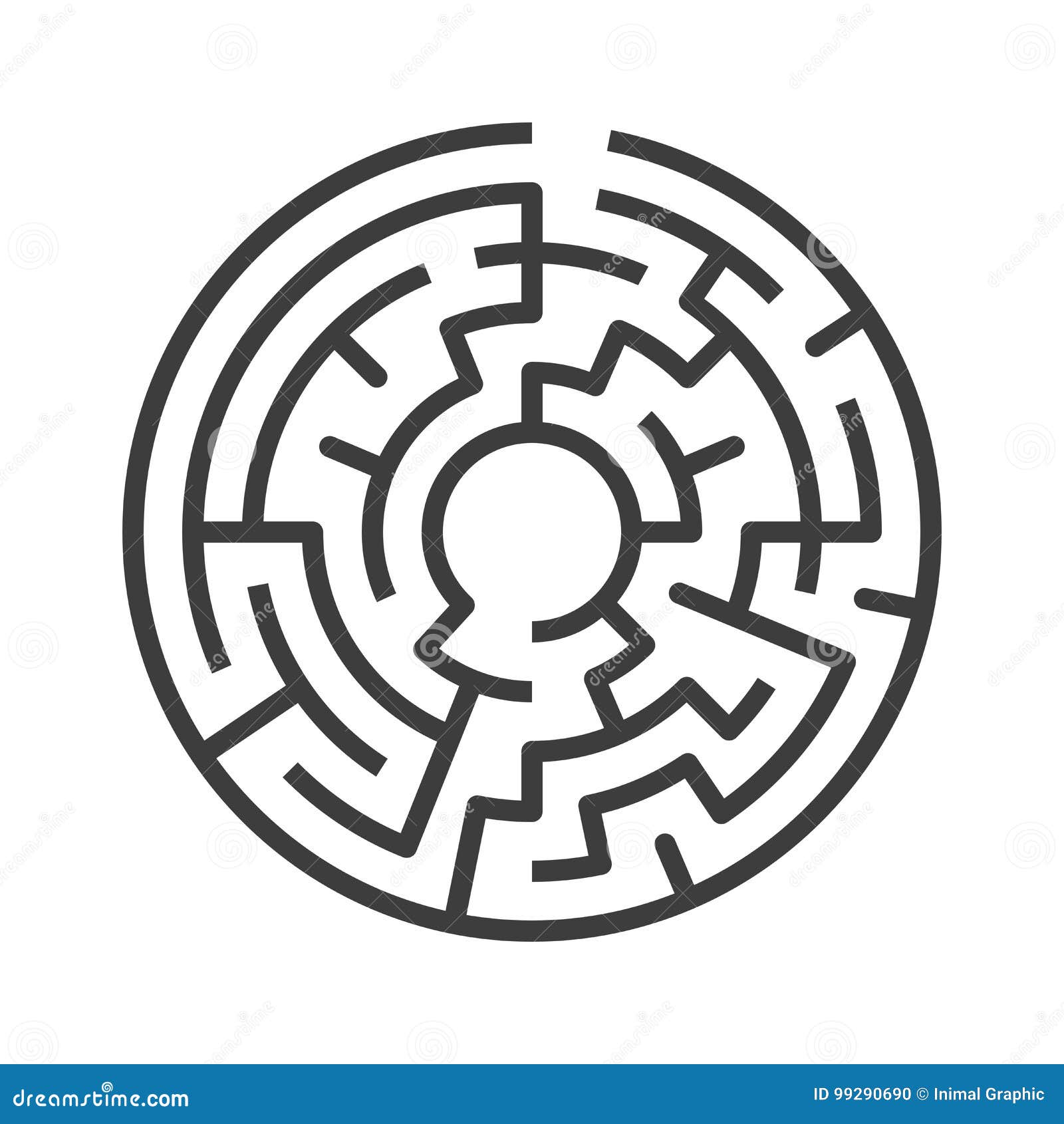 Circular maze isolated stock vector. Illustration of game - 99290690