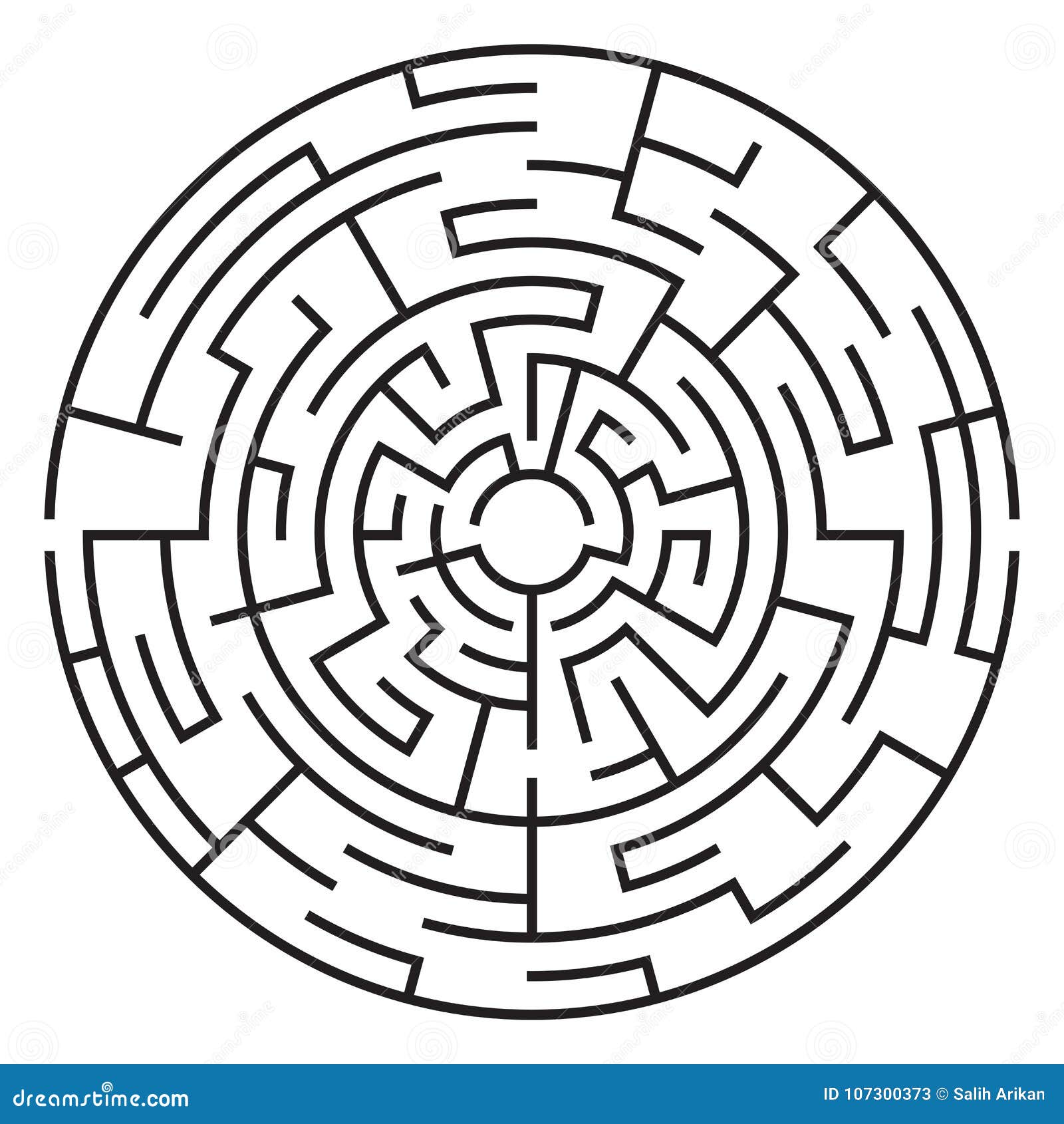 Circular Maze Isolated on White Background. Medium Stock Illustration ...