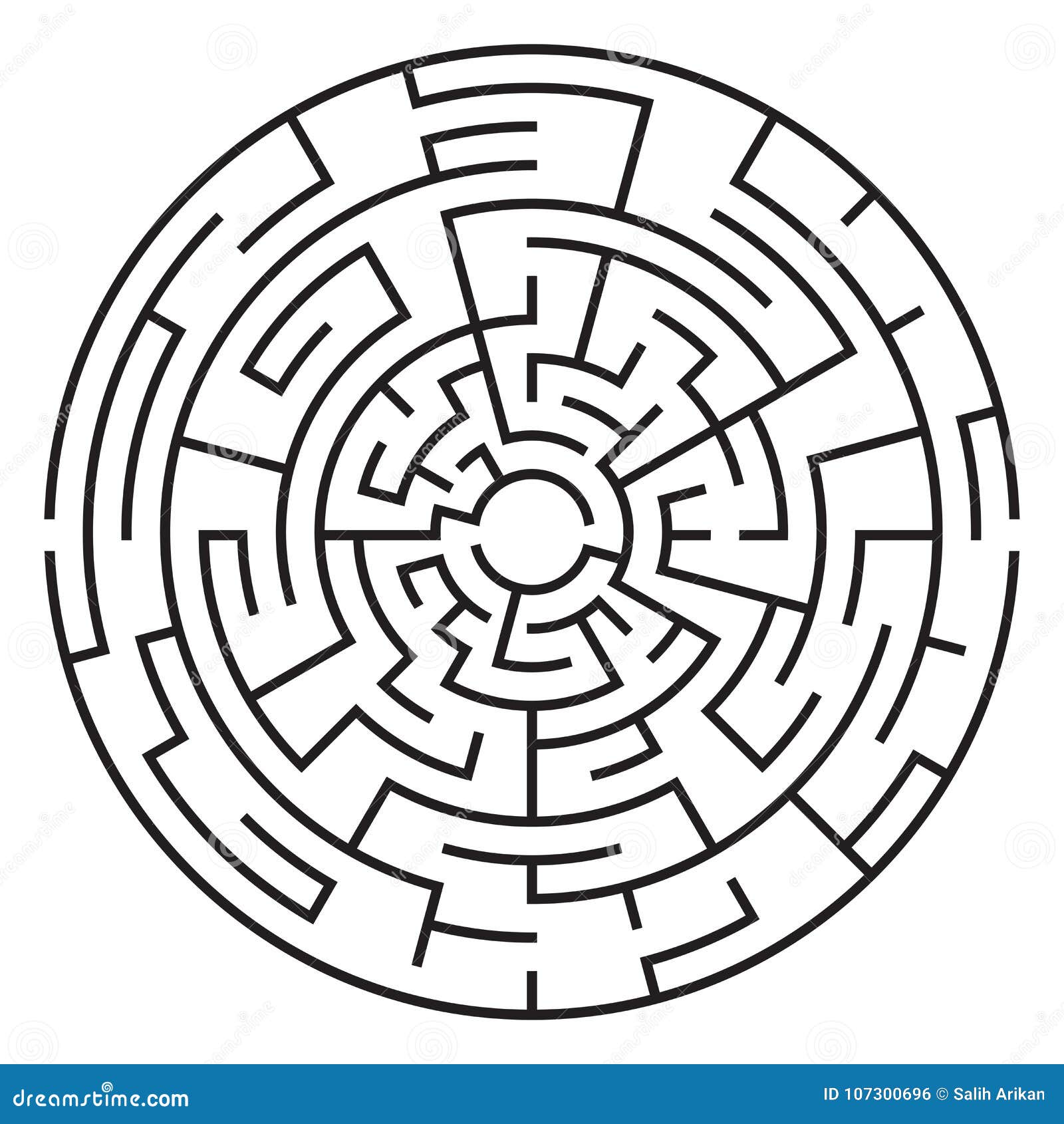 Circular Maze Isolated on White Background. Medium Stock Illustration ...