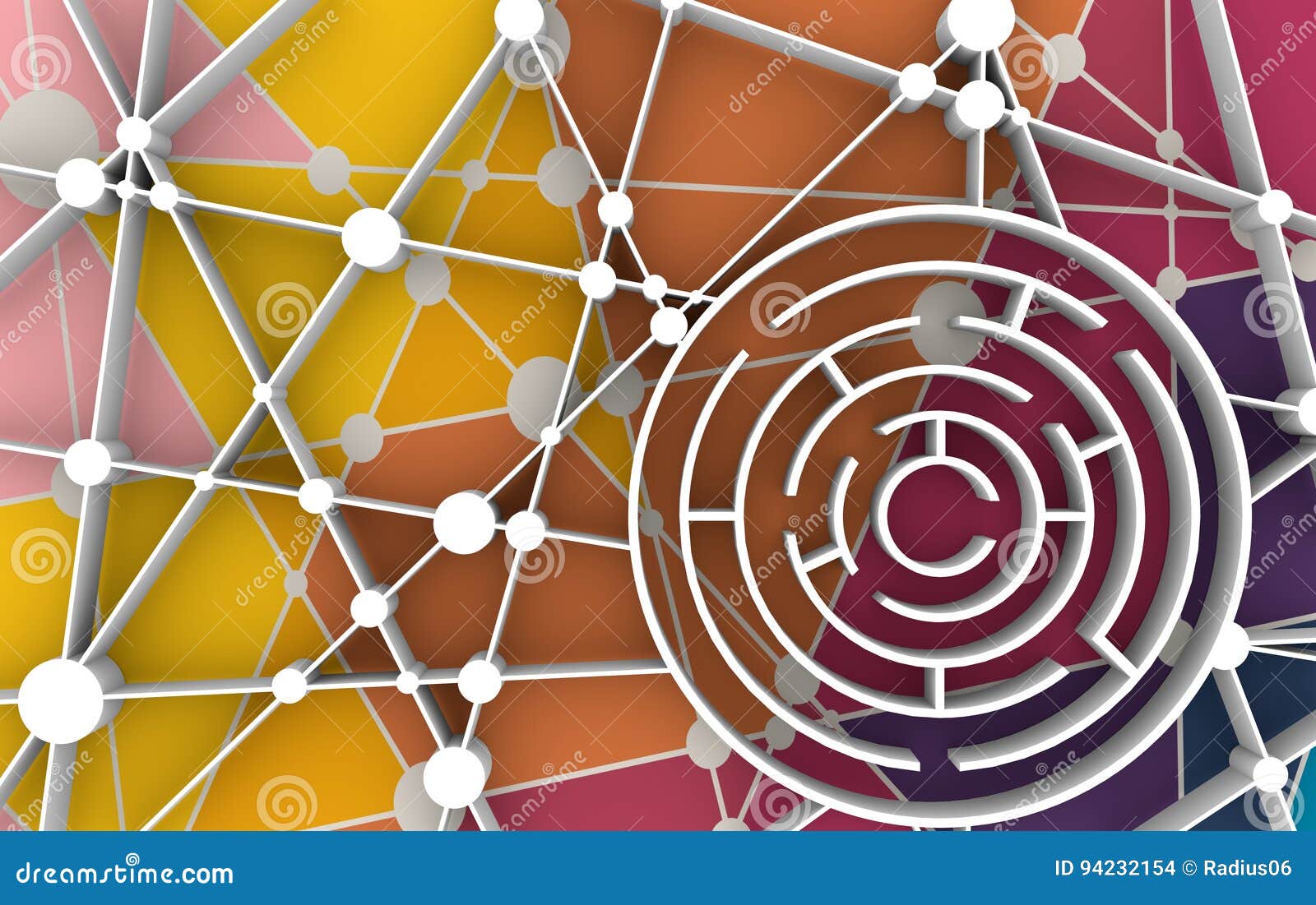 Circular Maze. Network Concept Stock Illustration - Illustration of ...