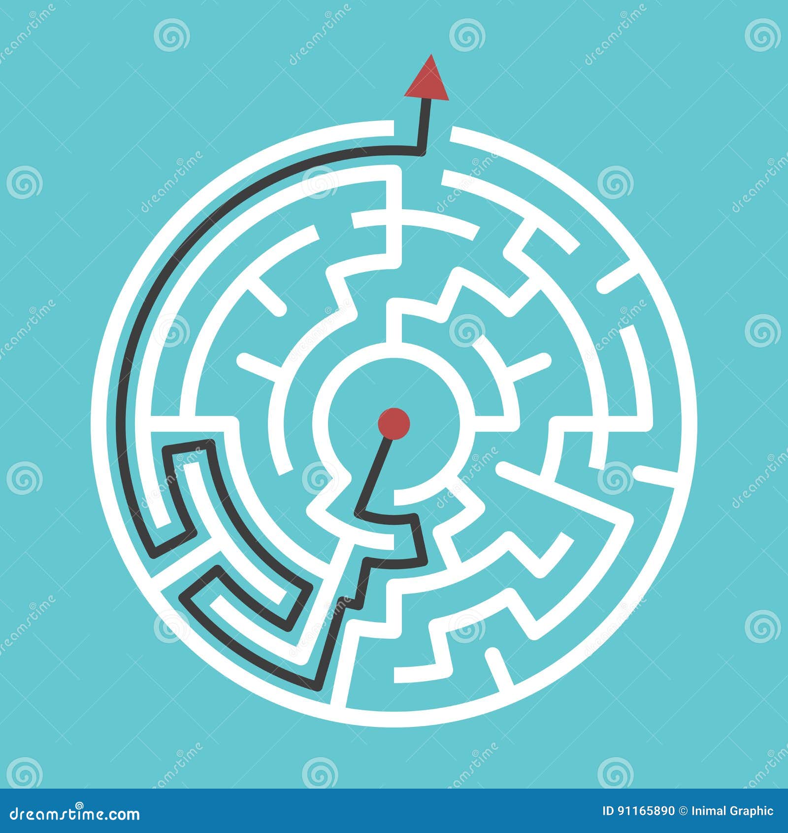 Circular Maze with Solution Stock Vector - Illustration of complexity ...