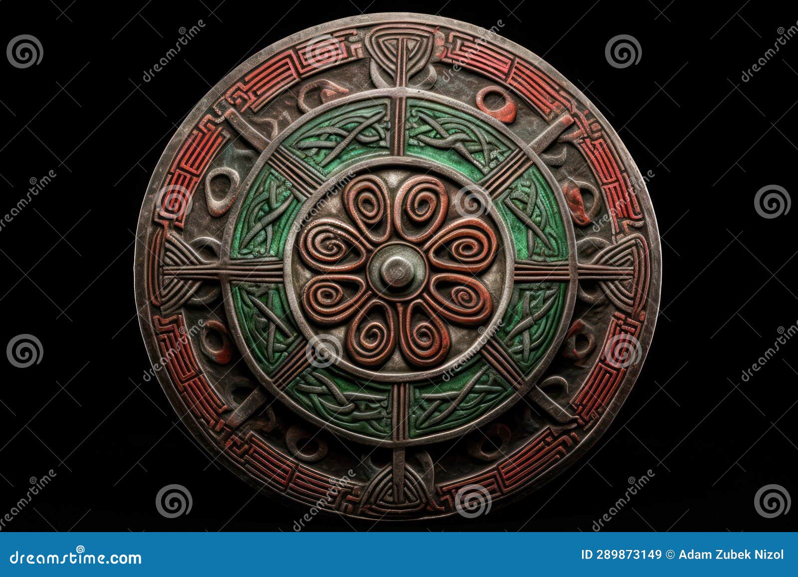 A Circular Metal Object with a Design Stock Illustration - Illustration ...