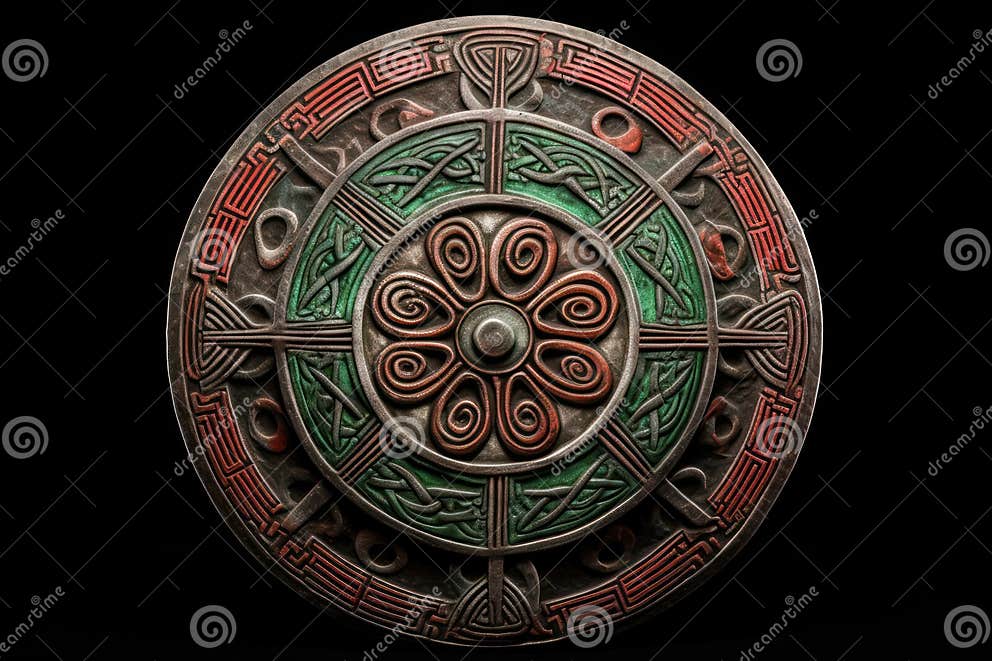 A Circular Metal Object with a Design Stock Illustration - Illustration ...