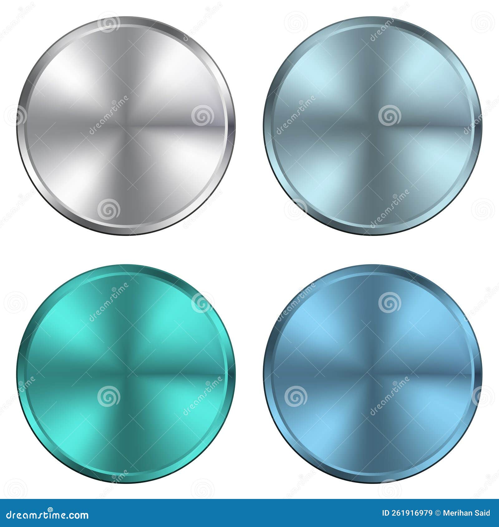 Circular Metallic Vector Plates. Stock Vector - Illustration of button ...