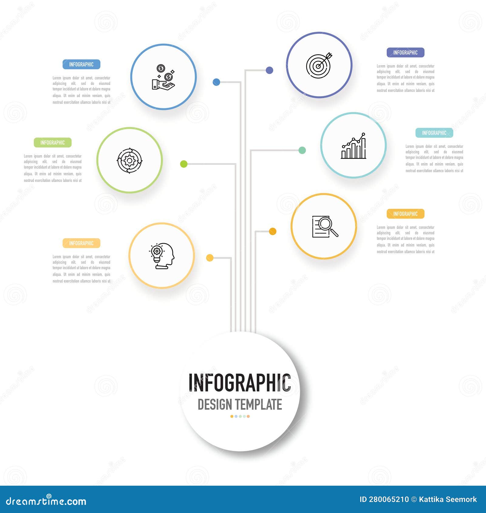 Circular Mind Map Infographic for Business Presentation Stock Vector ...