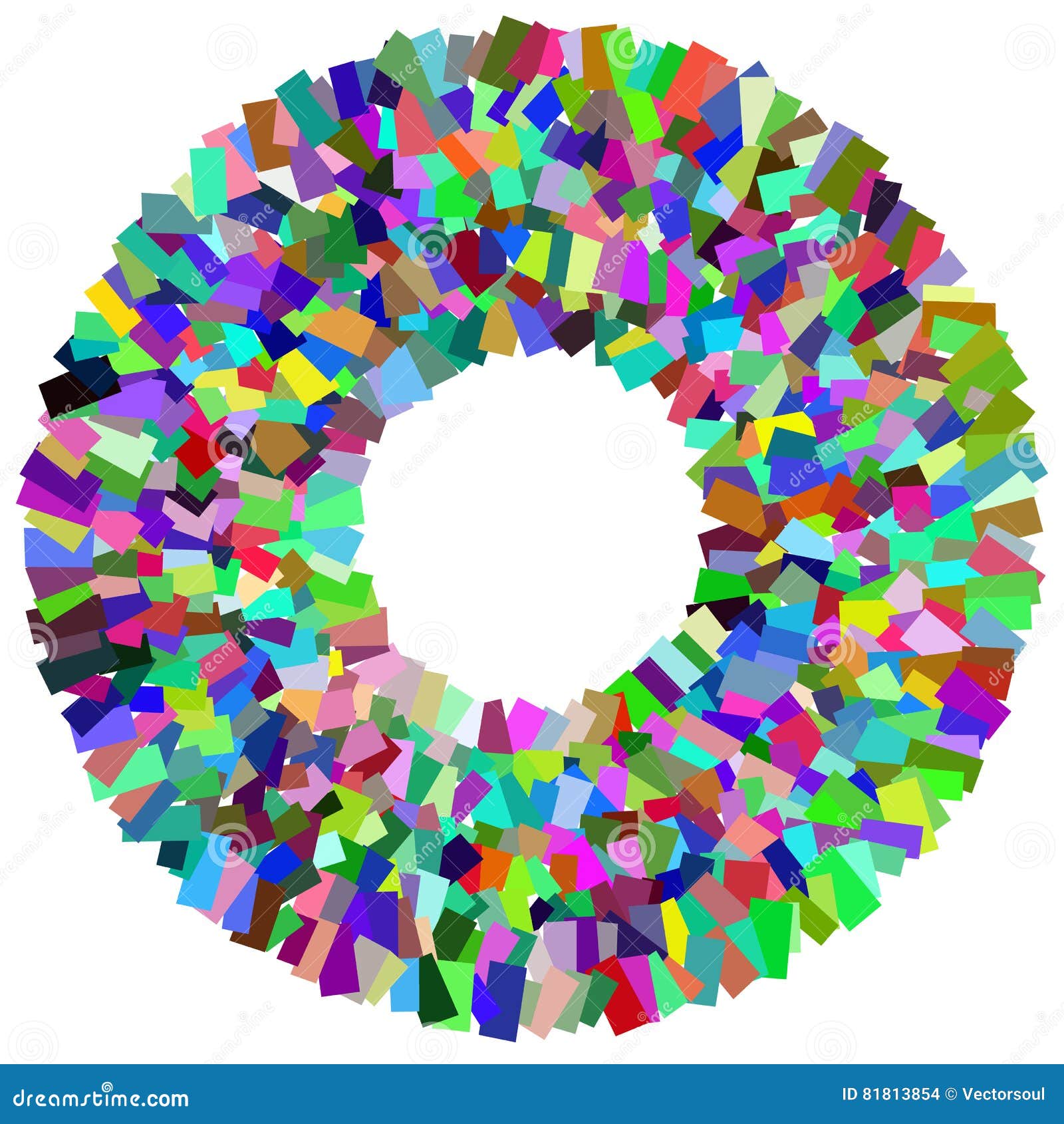 Circular Mosaic Element. Multicolor Circle with Scattered, Random ...