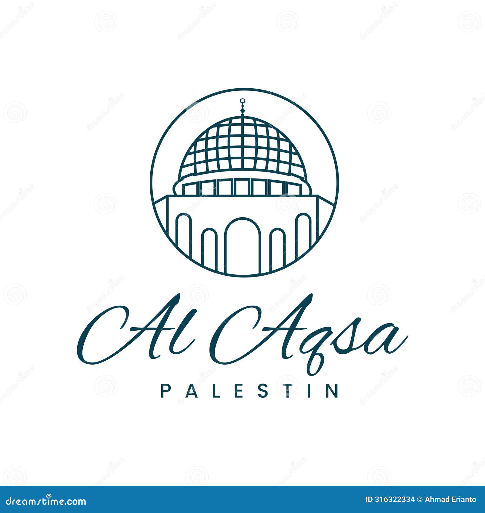 Circular Mosque in Palestine Islamic Worship Place Building Vector ...