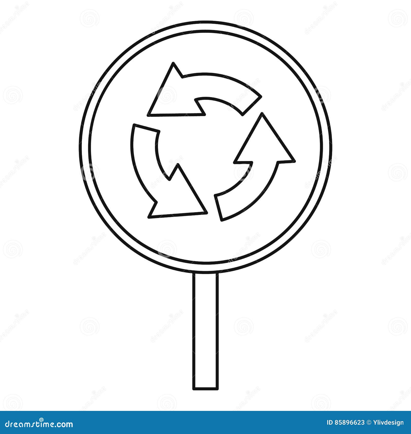Circular Motion Traffic Sign Icon, Outline Style Stock Vector ...