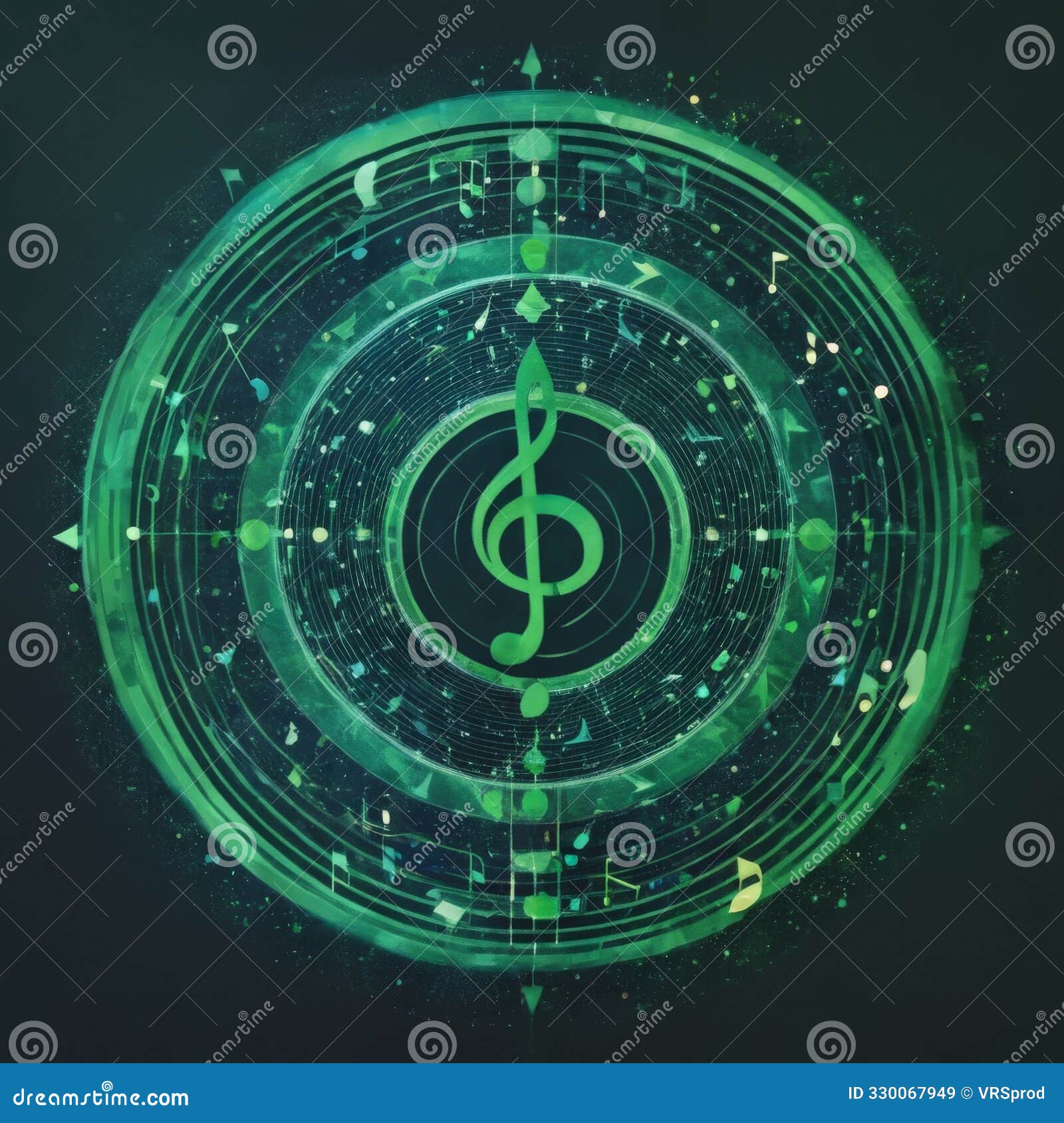 Circular Music Notes Design with Central Treble Clef Stock Image ...