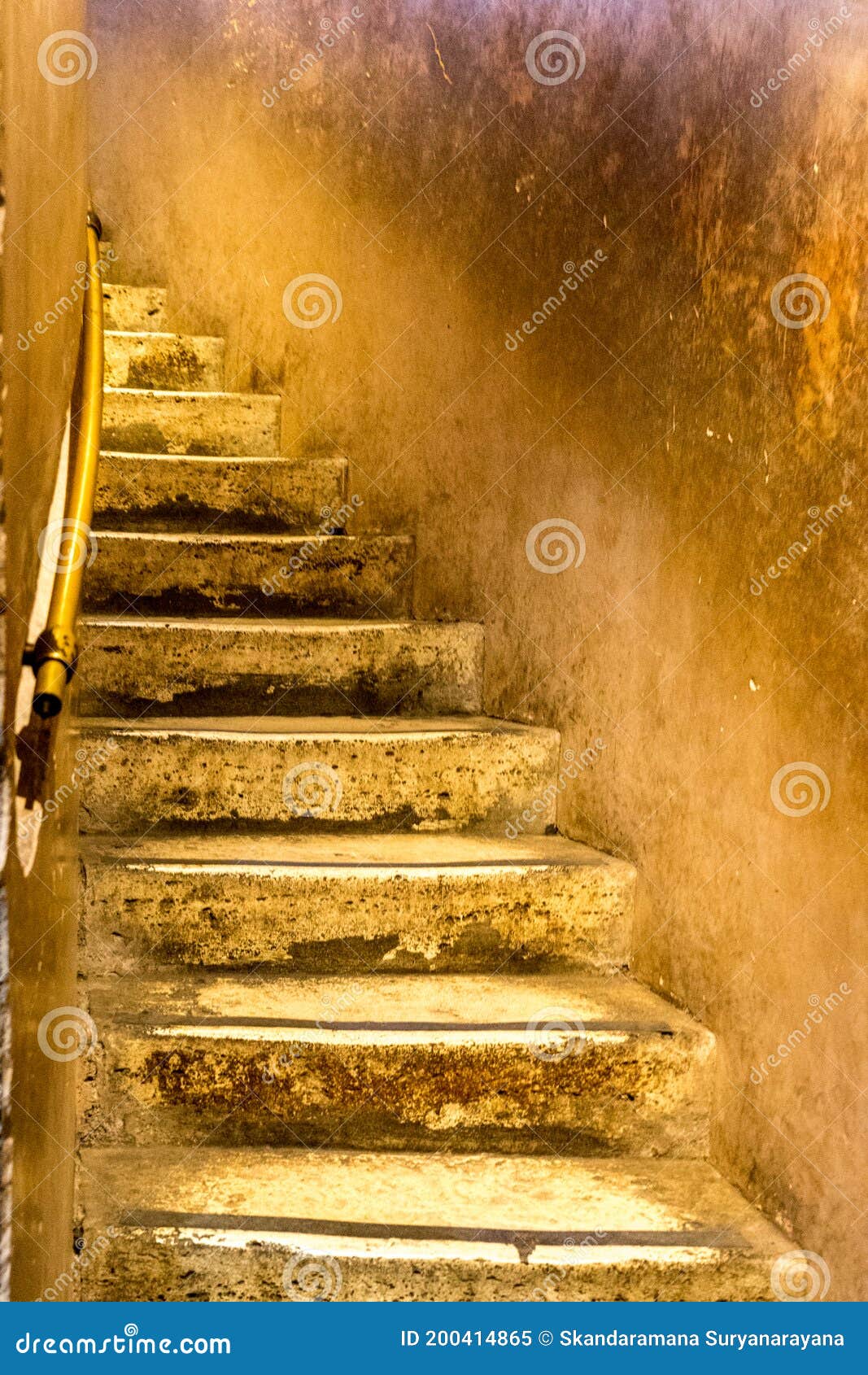 Circular Narrow Passage with Stone Steps Stock Image - Image of ...