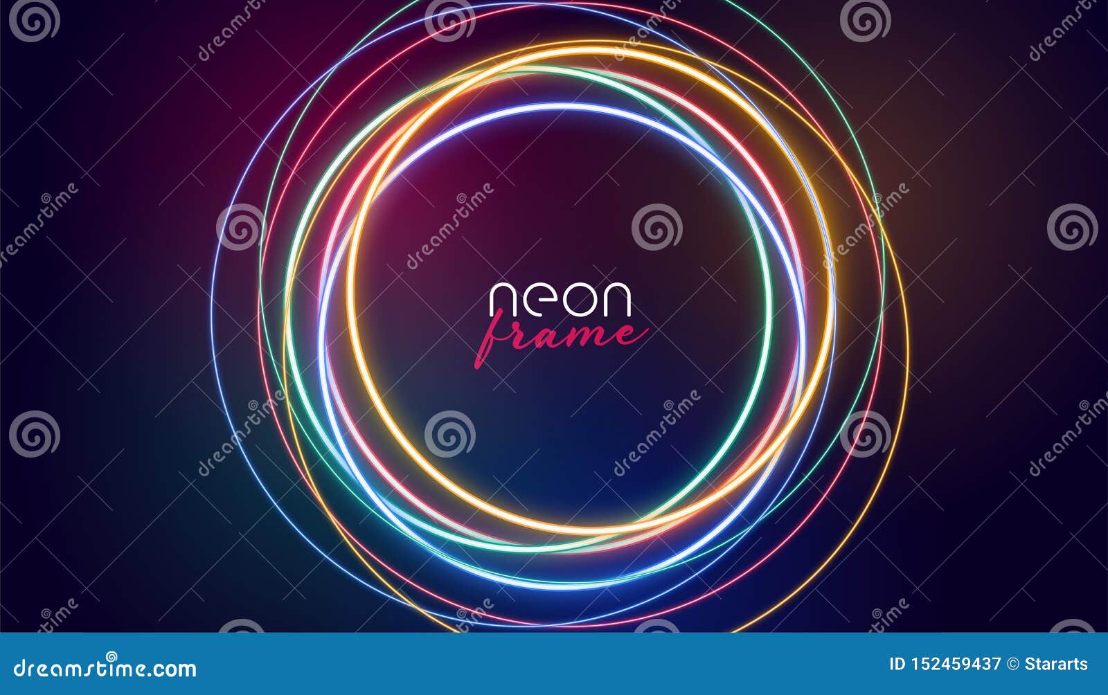 Circular Neon Frame Colorful Lights Stock Vector - Illustration of ...