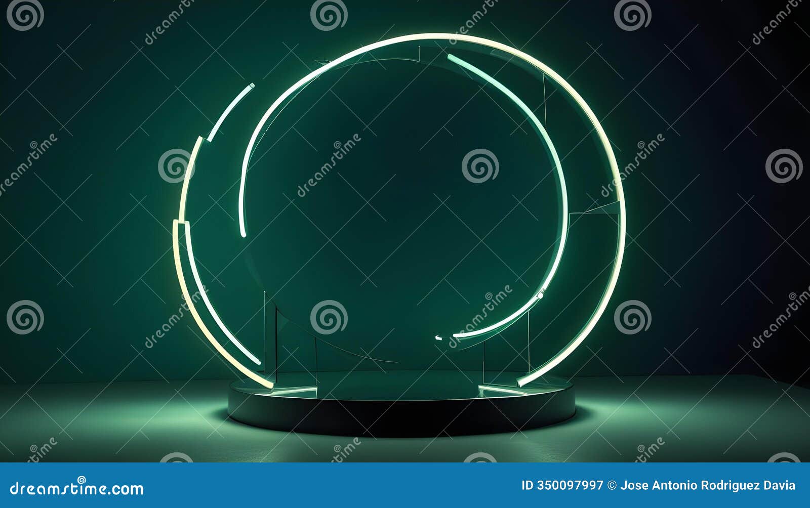 A Circular Neon Light Frame with a Dark Background, Stock Illustration ...