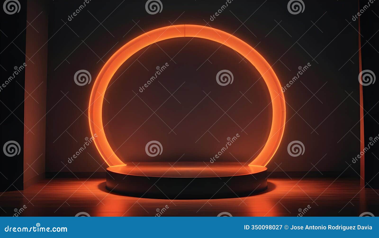 A Circular Neon Light Frame with a Dark Background, Stock Illustration ...