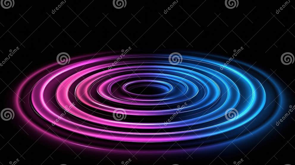 Circular Neon Light Patterns in Vibrant Pink and Blue Create a ...