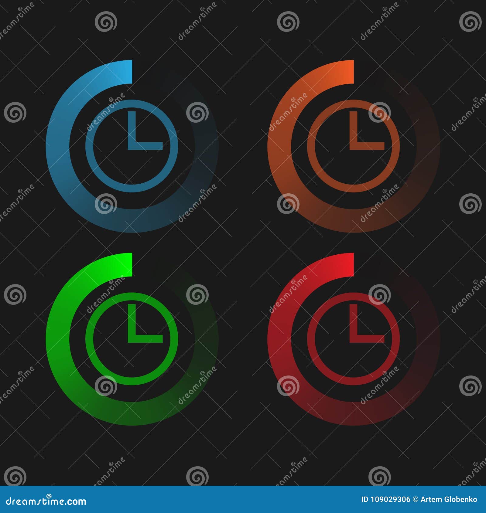 Circular Neon Loading. Color Pie Chart Stock Vector - Illustration of ...