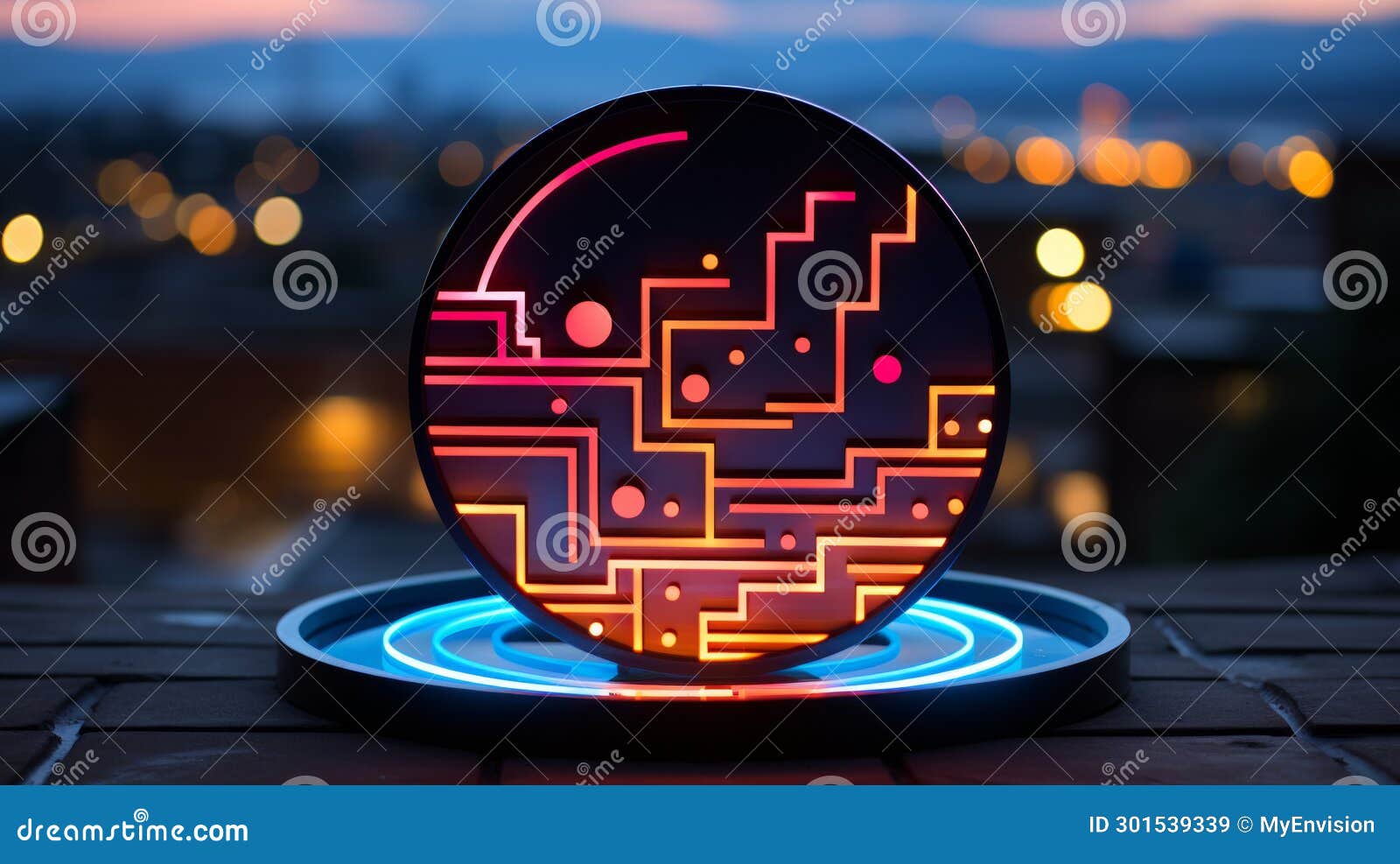A Circular Object with Lights on it Stock Illustration - Illustration ...