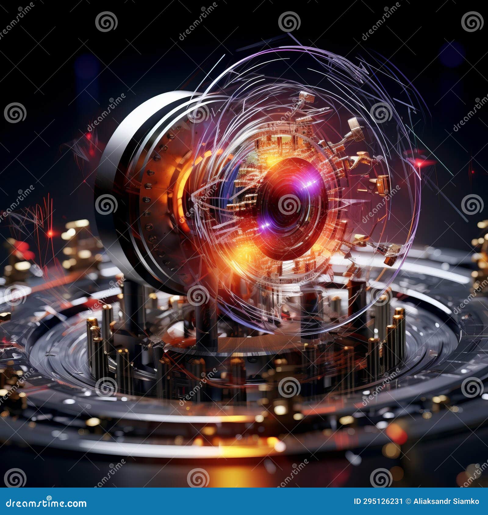 A Circular Object with Lights and Sparks Stock Image - Image of ...