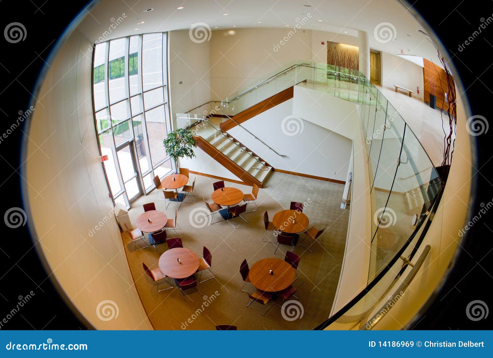 Circular Office Building Cafeteria Stock Image - Image of lounge ...