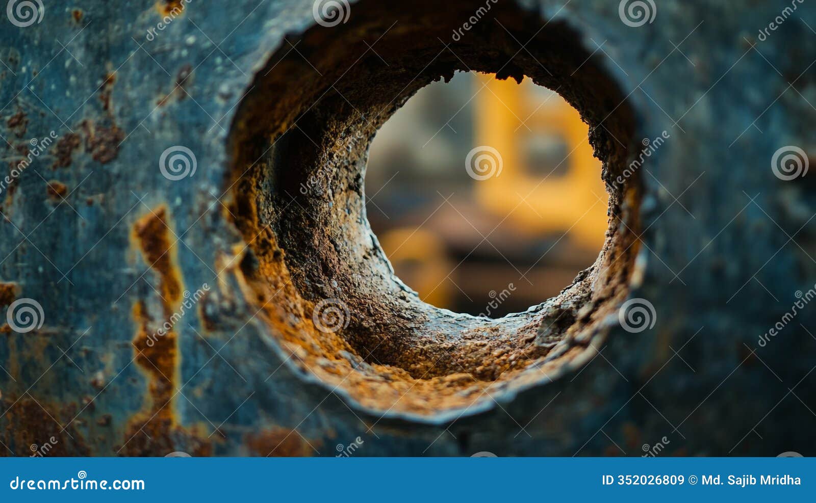 Close-up View of a Rusty Circular Opening in a Weathered Metal Surface ...