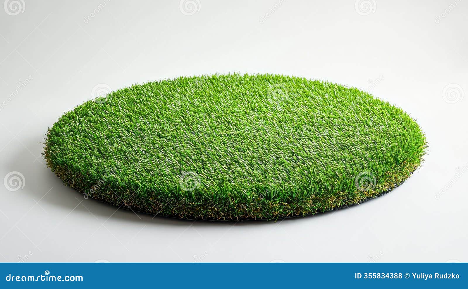 Circular Patch of Lush Green Artificial Turf on Light Grey Surface ...