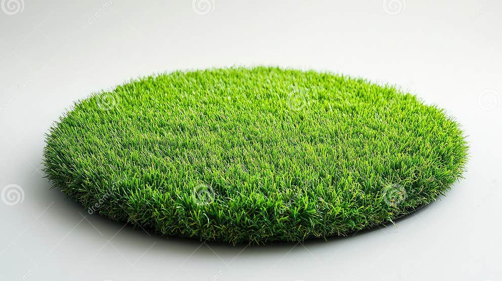 Circular Patch of Lush Green Artificial Turf on Light Grey Surface ...