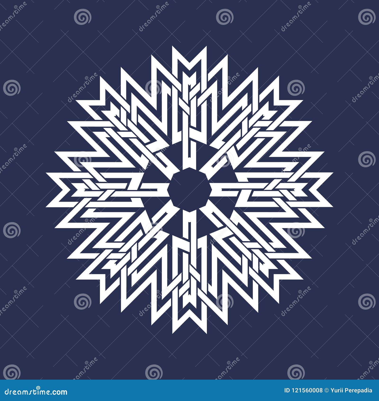 Circular Pattern in Asian Intersecting Lines Style. White Eight Pointed ...