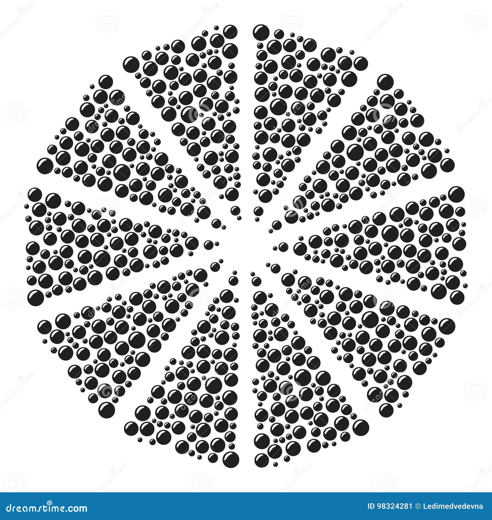 Circular Pattern of Black Bubbles on a White Background. Vector ...