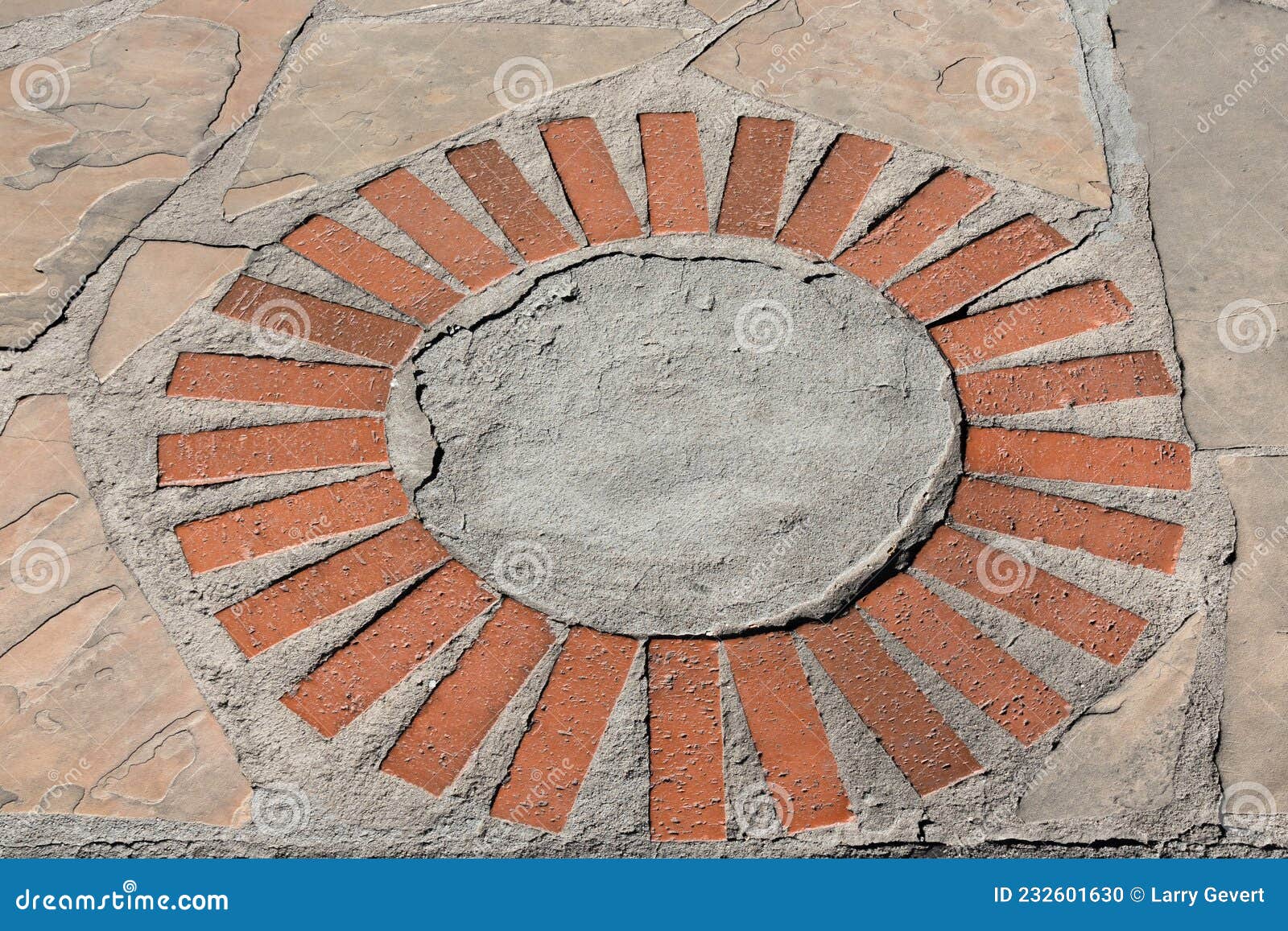 Circular Brick Pattern on a Sidewalk Stock Photo - Image of mason ...