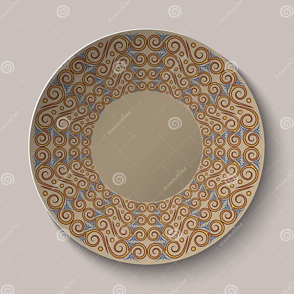 Circular Pattern in the Greek Style on the Plate. Stock Vector ...