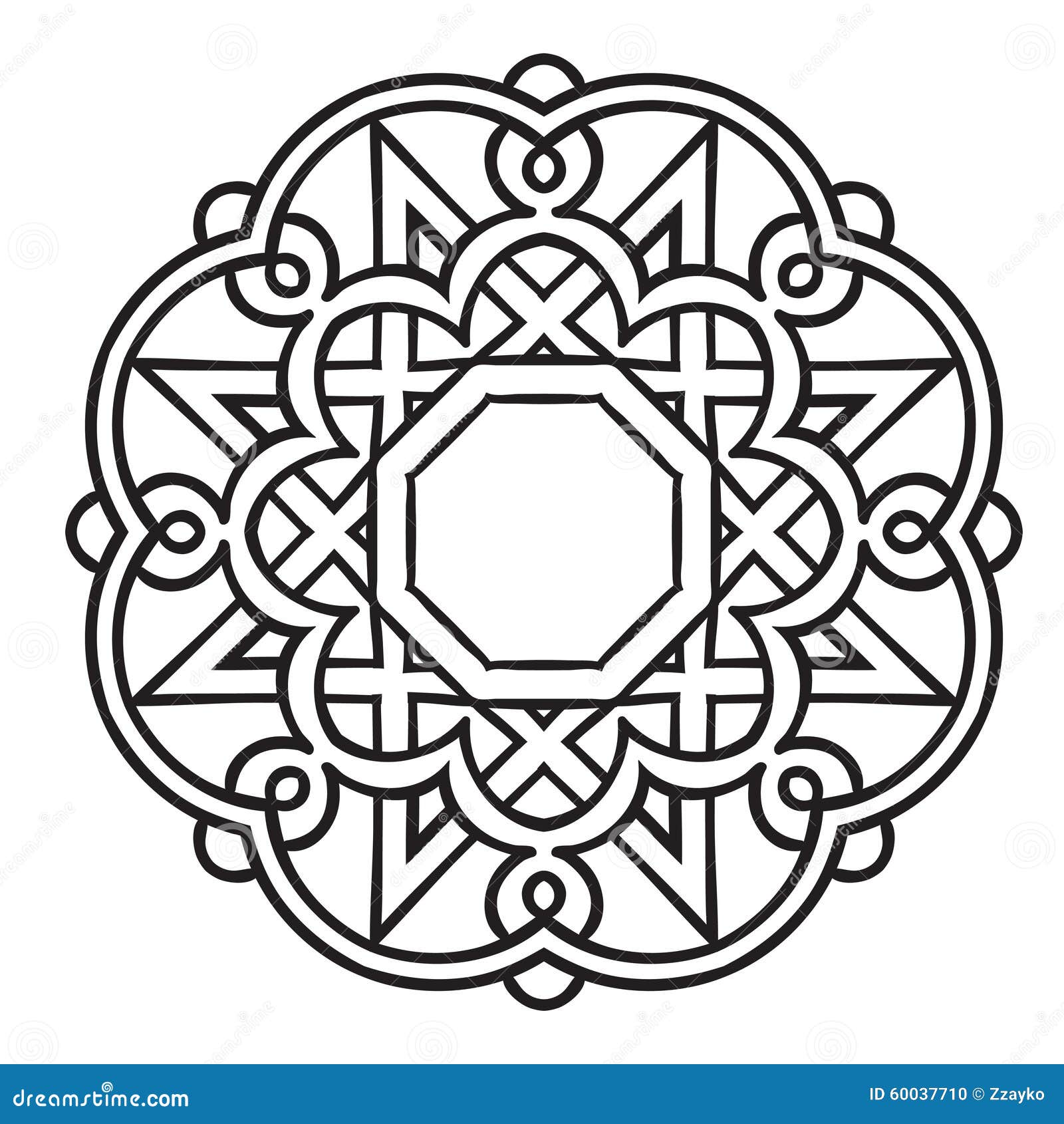 Circular Pattern. Islamic Ethnic Ornament for Pottery, Tiles, Textiles ...