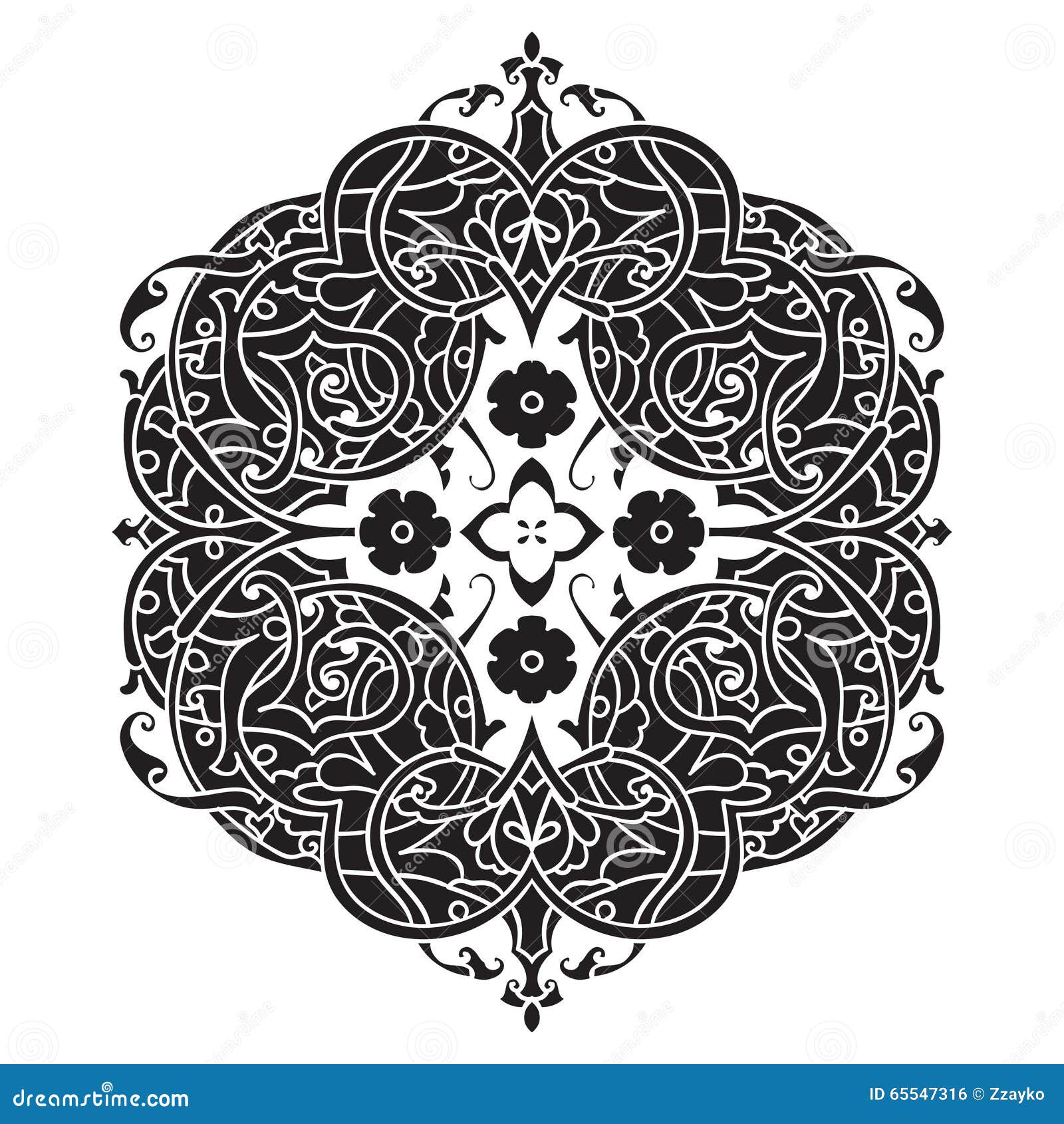 Circular Pattern. Islamic Ethnic Ornament for Pottery, Tiles, Textiles ...