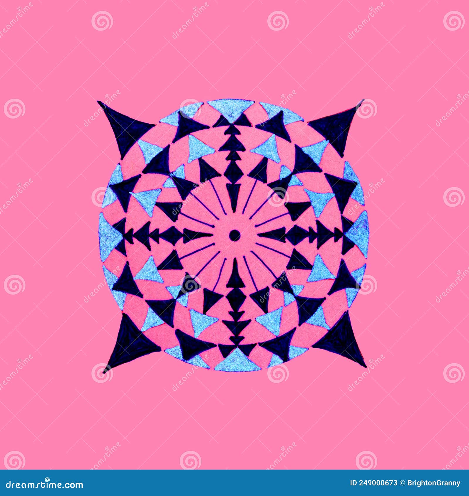 A Hand Drawn Circle Pattern Made from Triangles. Stock Illustration ...