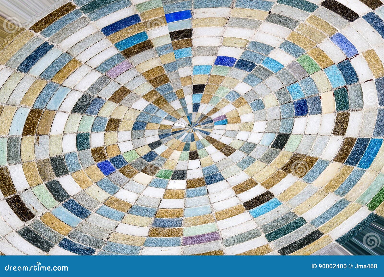 Circular Pattern with Multi-colored Small Tiles on a Wall Stock Photo ...