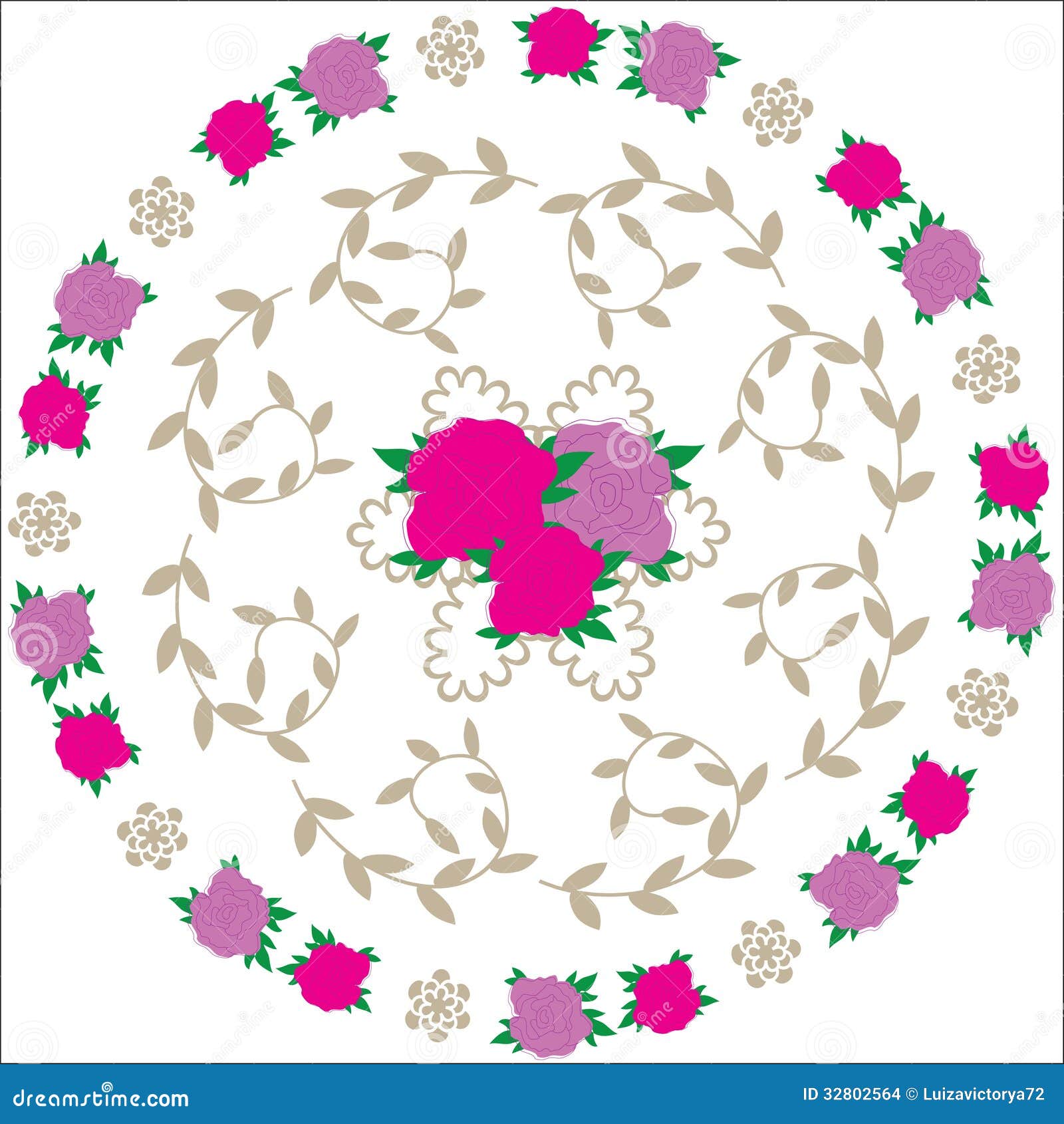 Circular Pattern with Pink Roses for Design, Cover Stock Vector ...