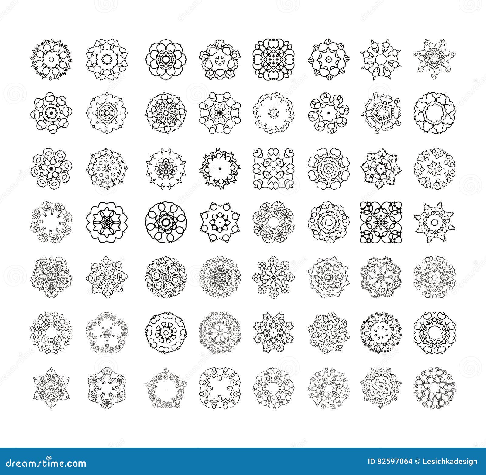 Circular pattern set stock vector. Illustration of mandala - 82597064