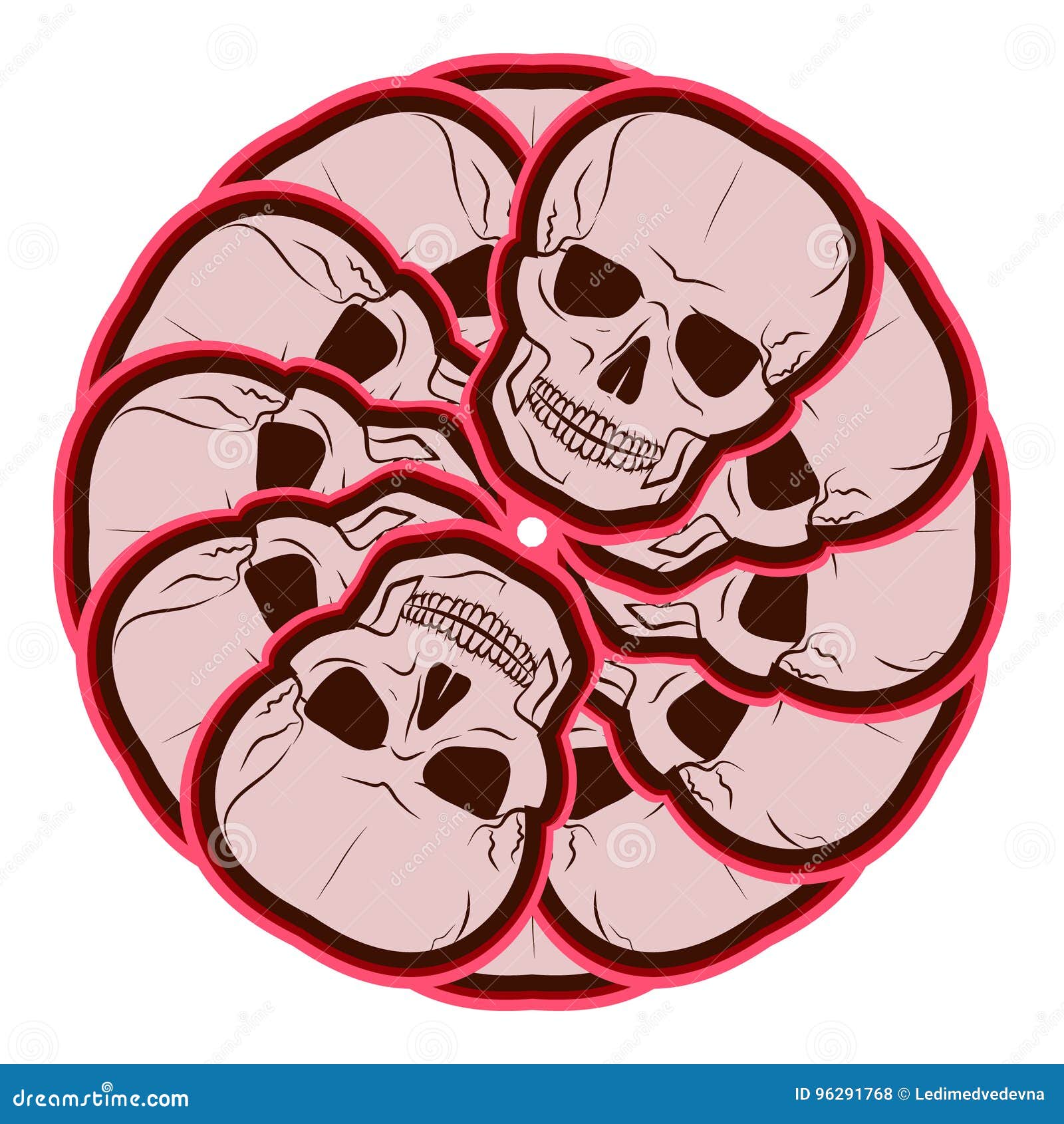 Circular Pattern of Skulls. Emblem Stock Vector - Illustration of ...