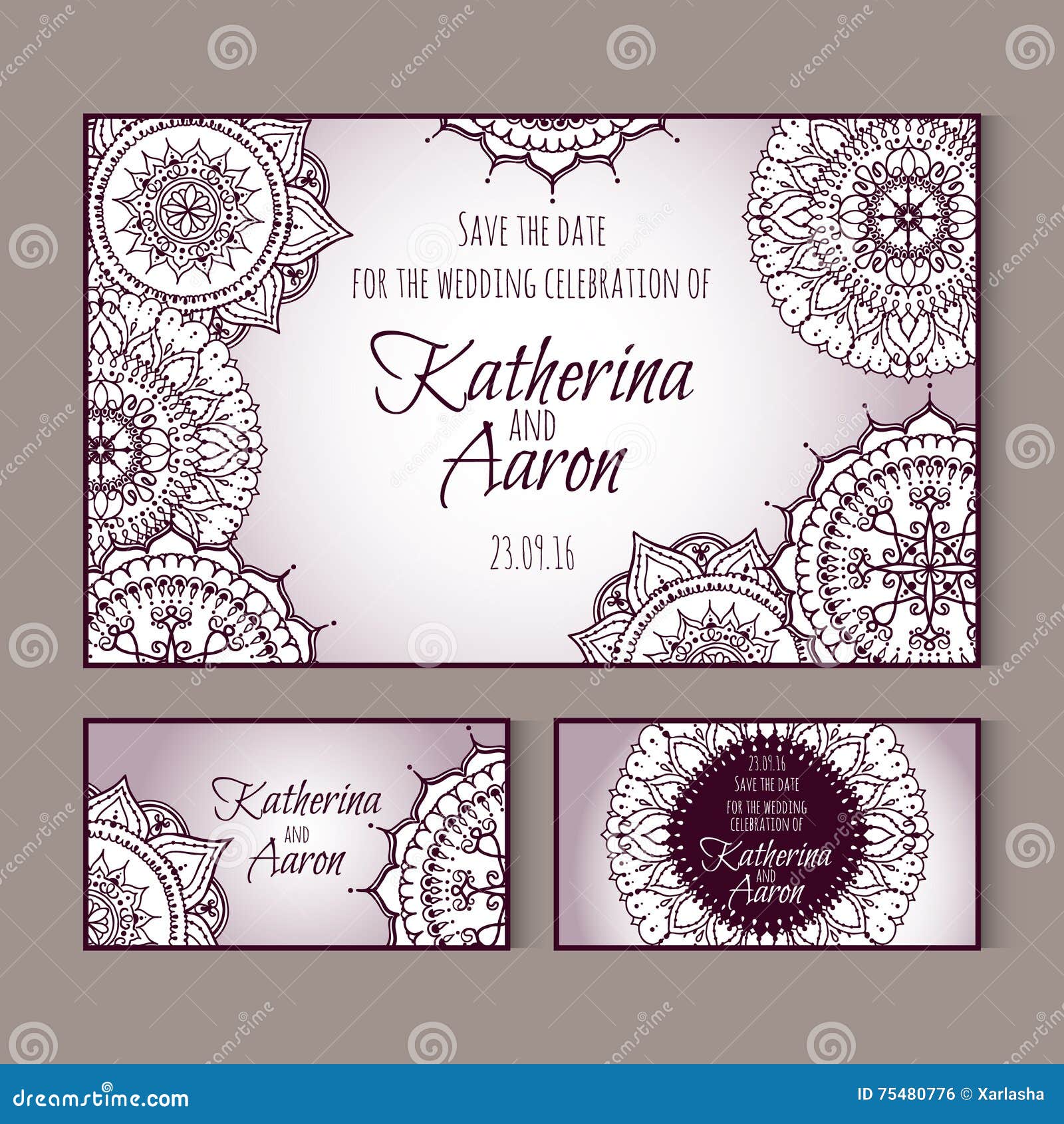 Circular Patterns Decor on Wedding Cards Stock Vector - Illustration of ...