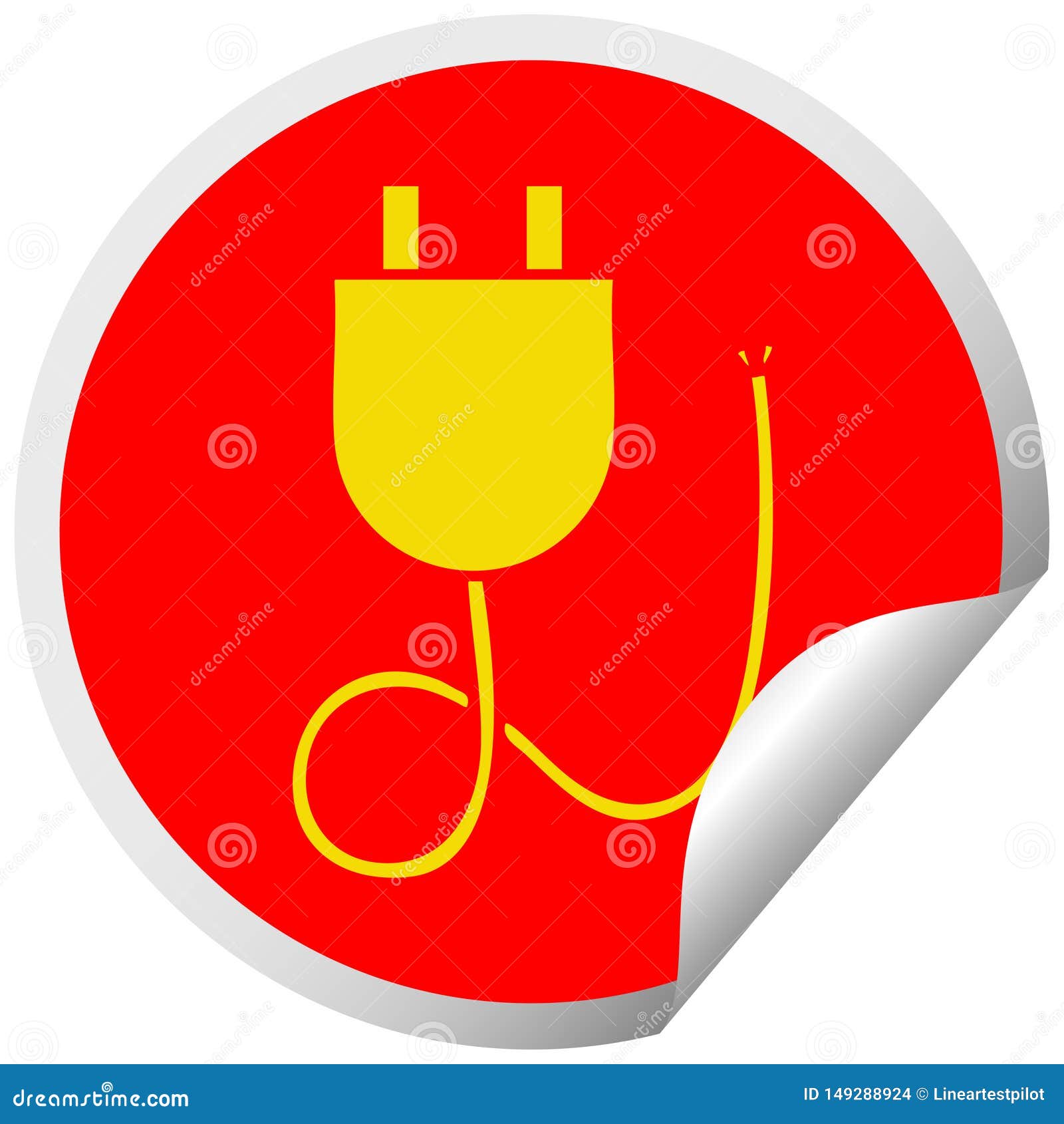 Circular Peeling Sticker Cartoon Electrical Plug Stock Vector ...