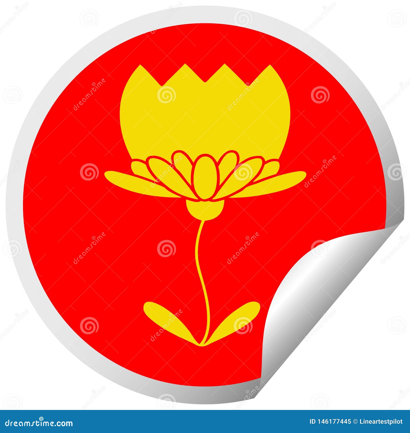 Circular Peeling Sticker Cartoon of a Flower Stock Vector ...
