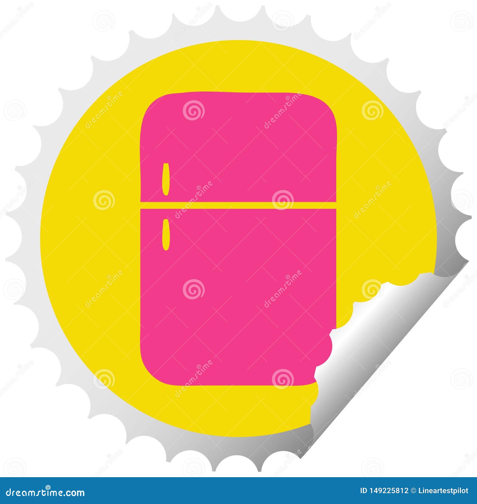 Circular Peeling Sticker Cartoon Fridge Freezer Stock Vector ...