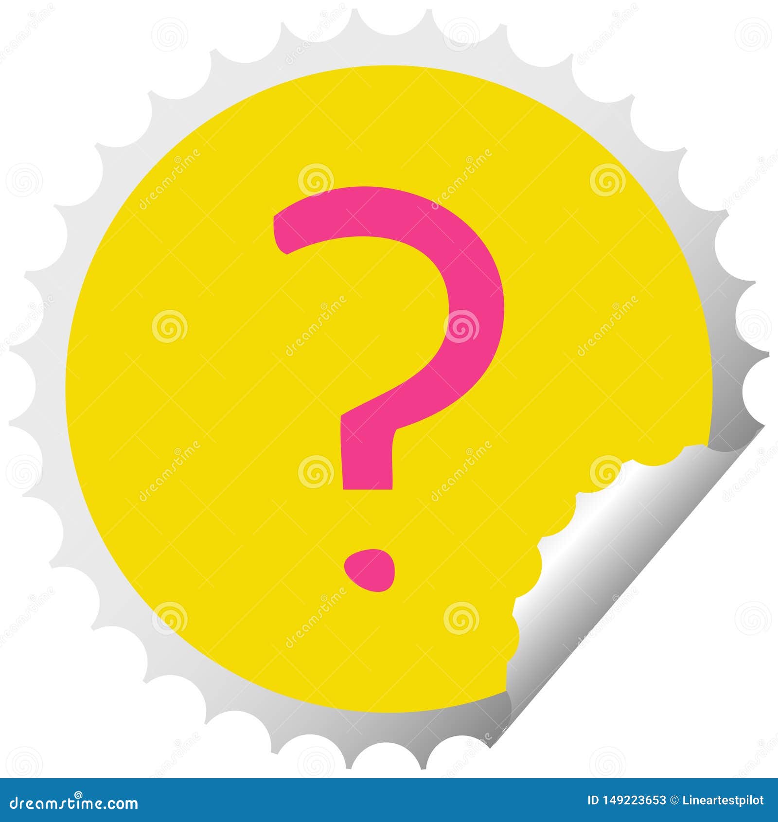 Circular Peeling Sticker Cartoon Question Mark Stock Vector ...