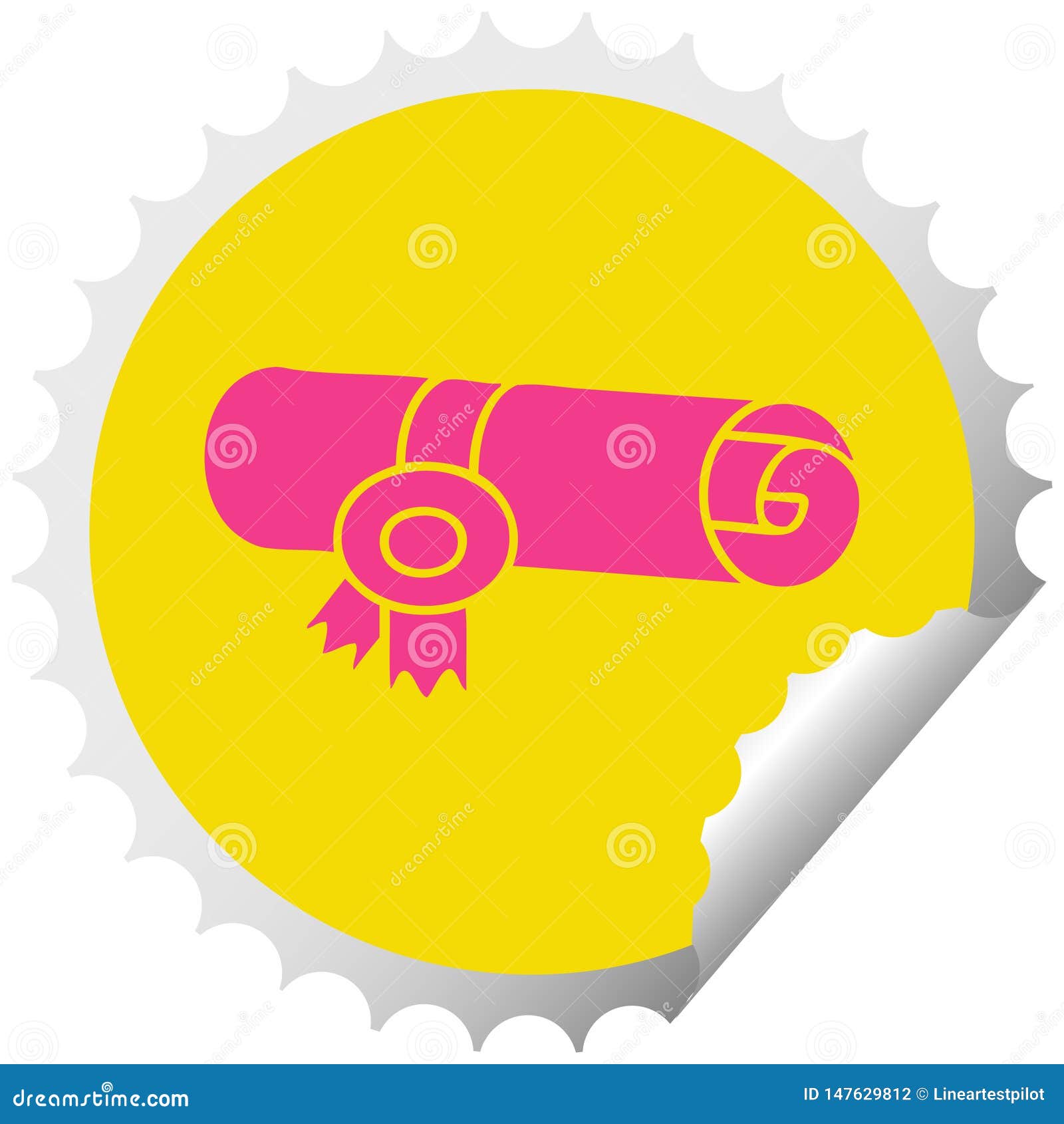 Circular Peeling Sticker Cartoon Rolled Certificate Stock Vector ...
