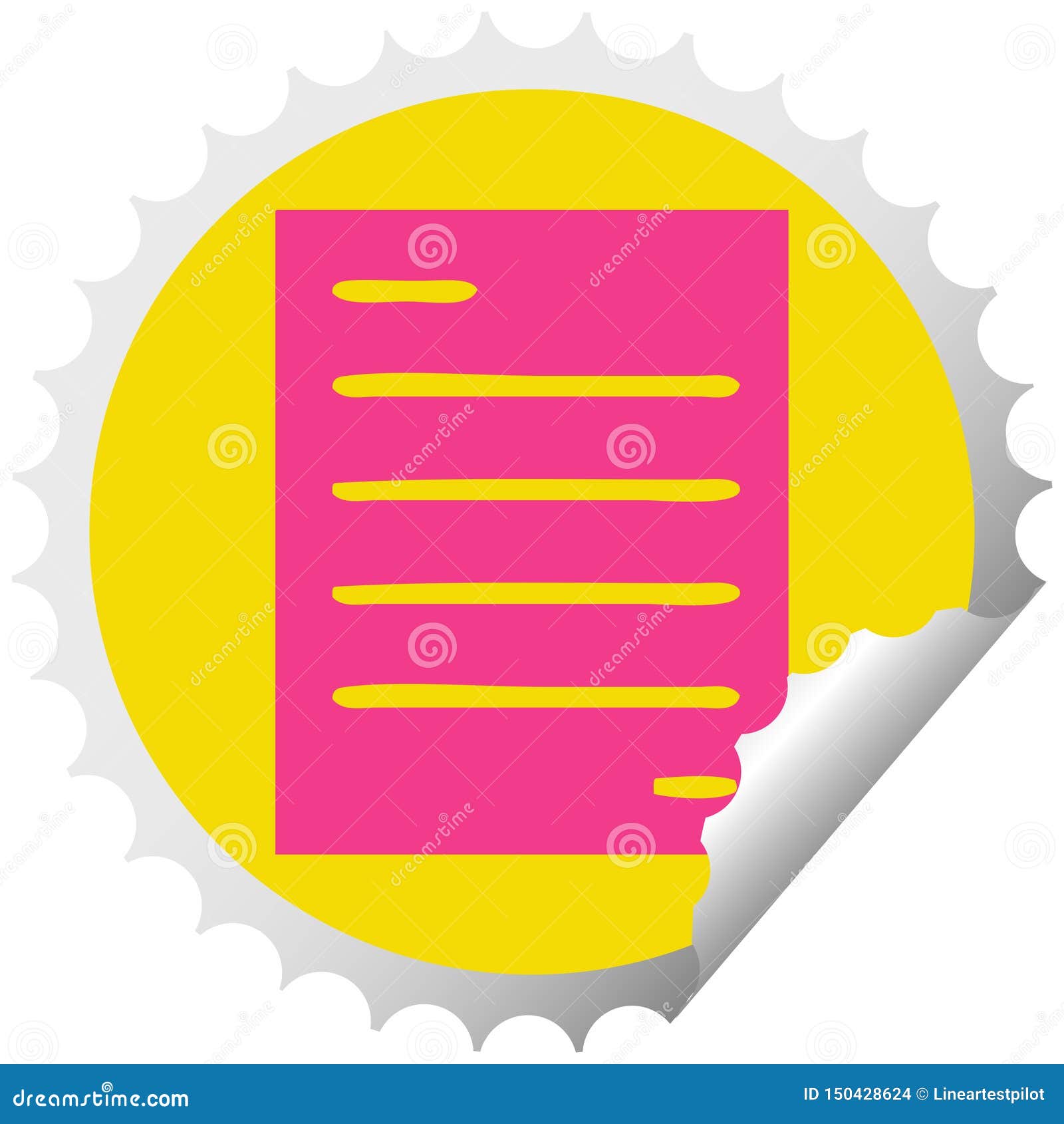 Circular Peeling Sticker Cartoon of a Sheet of Paper Stock Vector ...