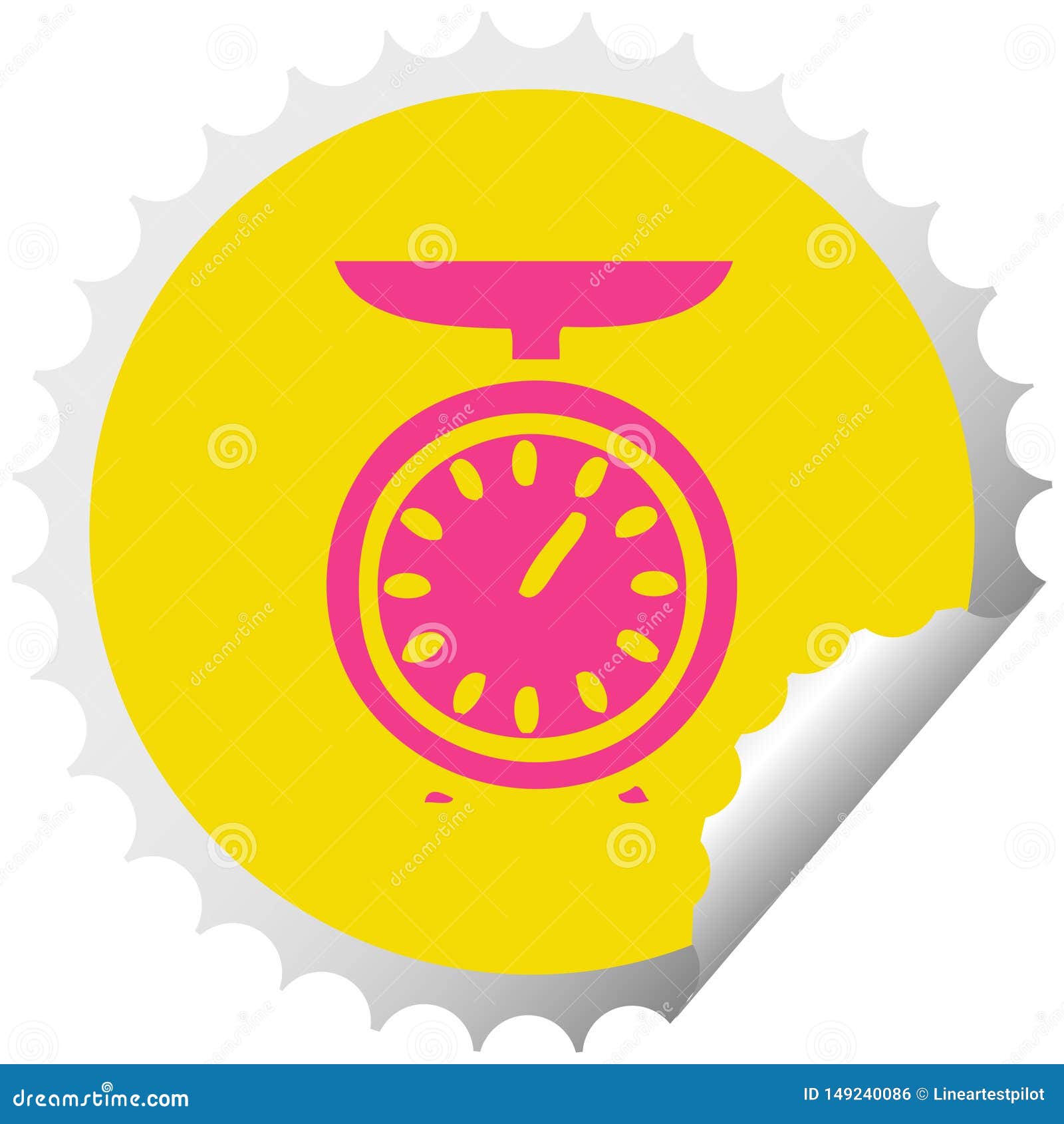 Circular Peeling Sticker Cartoon Weighing Scale Stock Vector ...