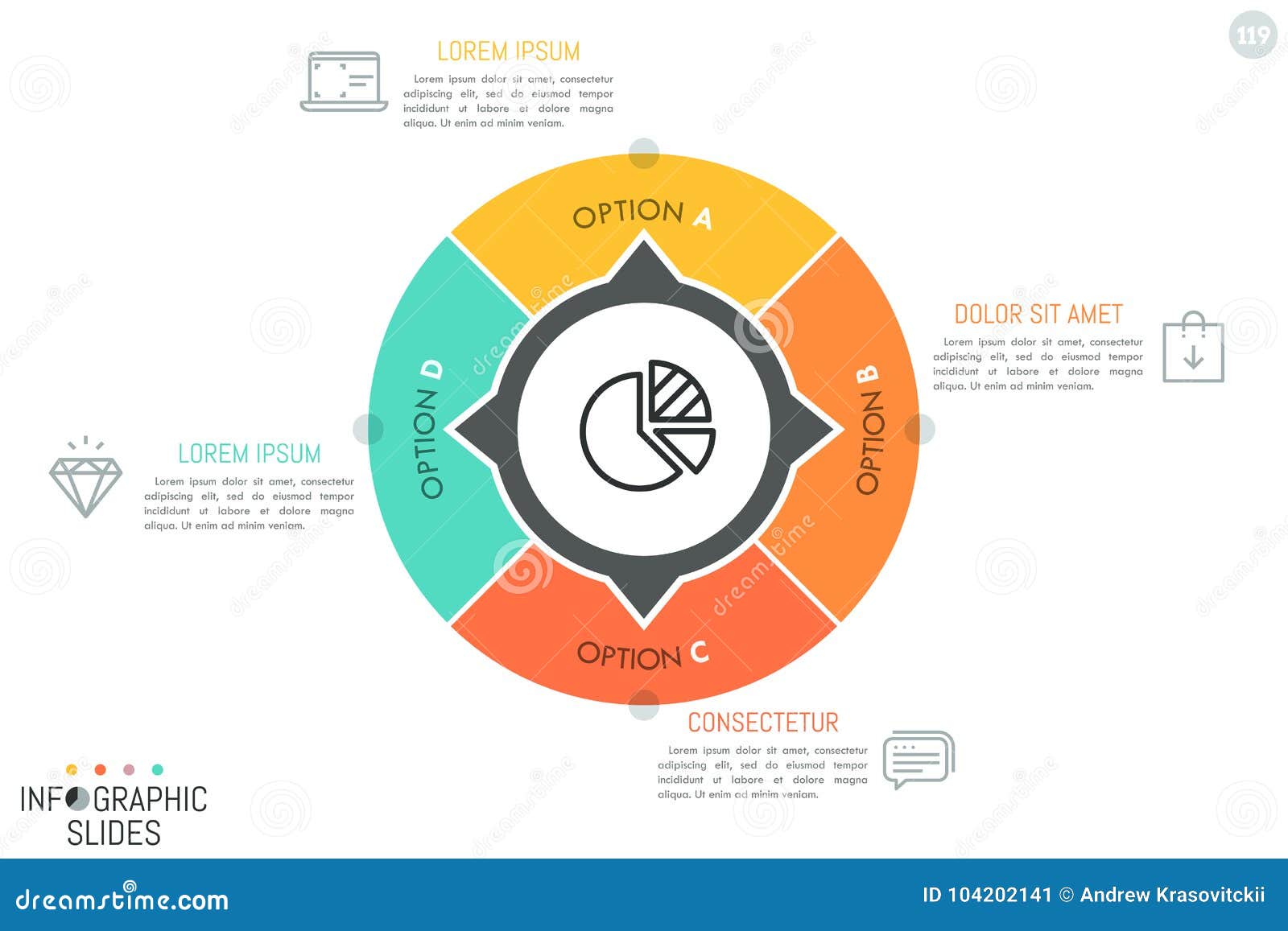 Circular Pie Chart Divided into 4 Sectors Stock Vector - Illustration ...