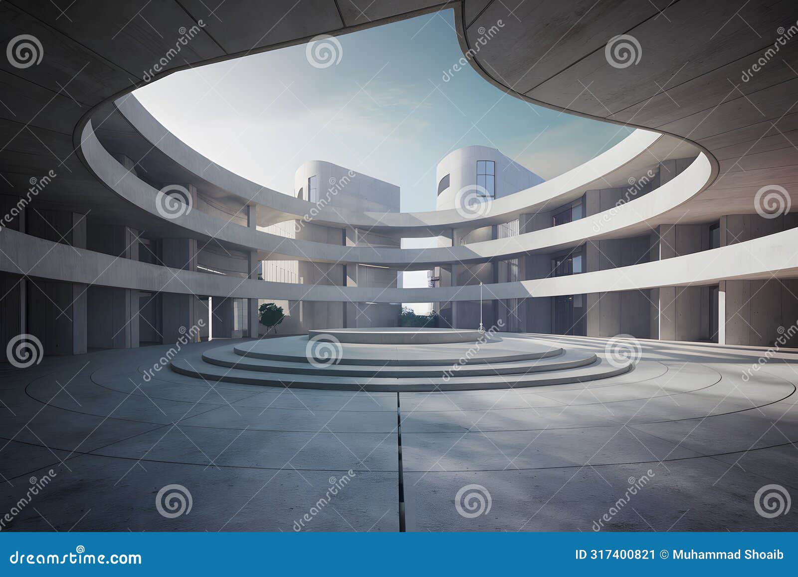 Curved Concrete Elegance: Modernist Architecture Spotlight. Concept ...
