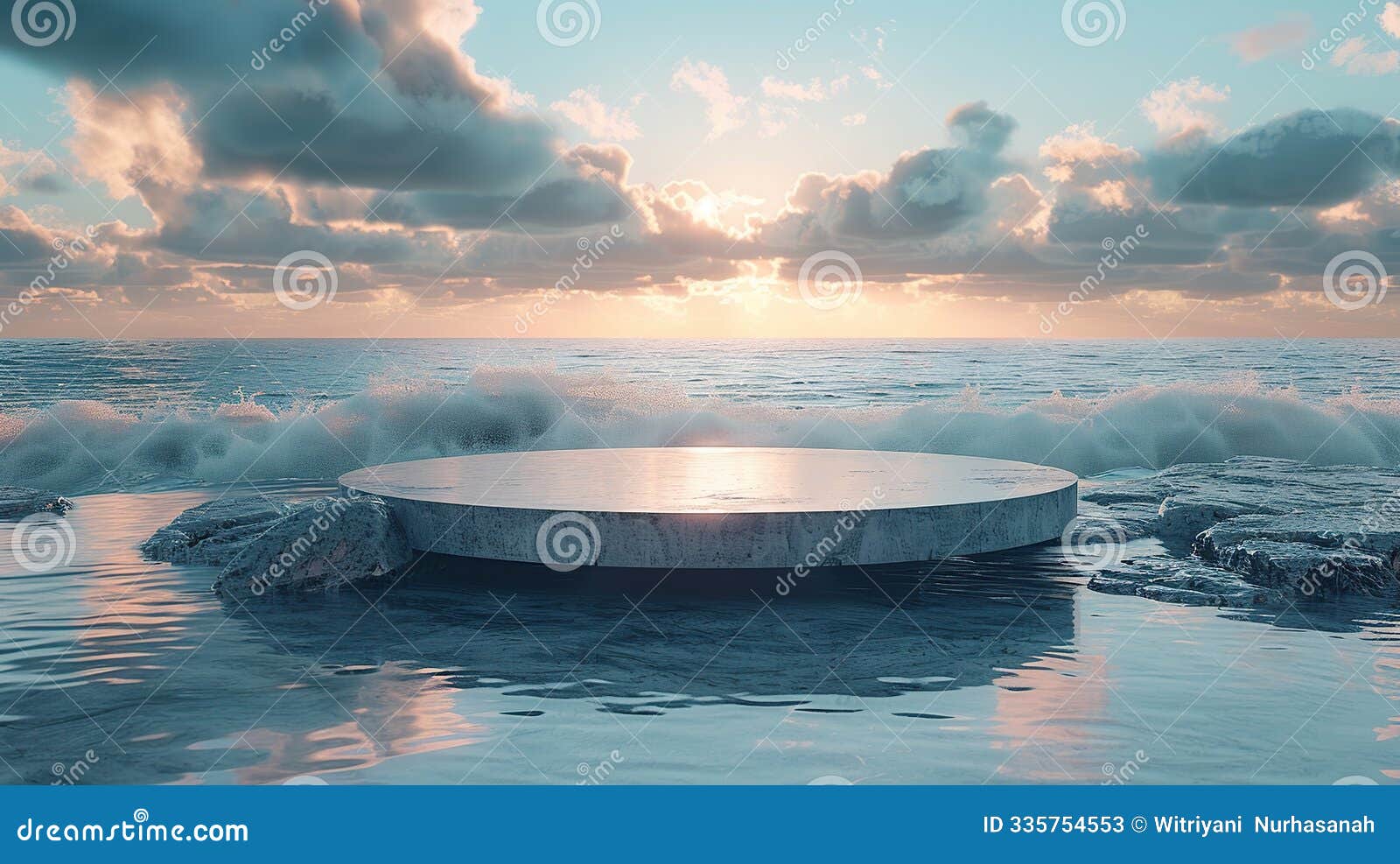 Circular Platform by the Ocean Stock Illustration - Illustration of ...