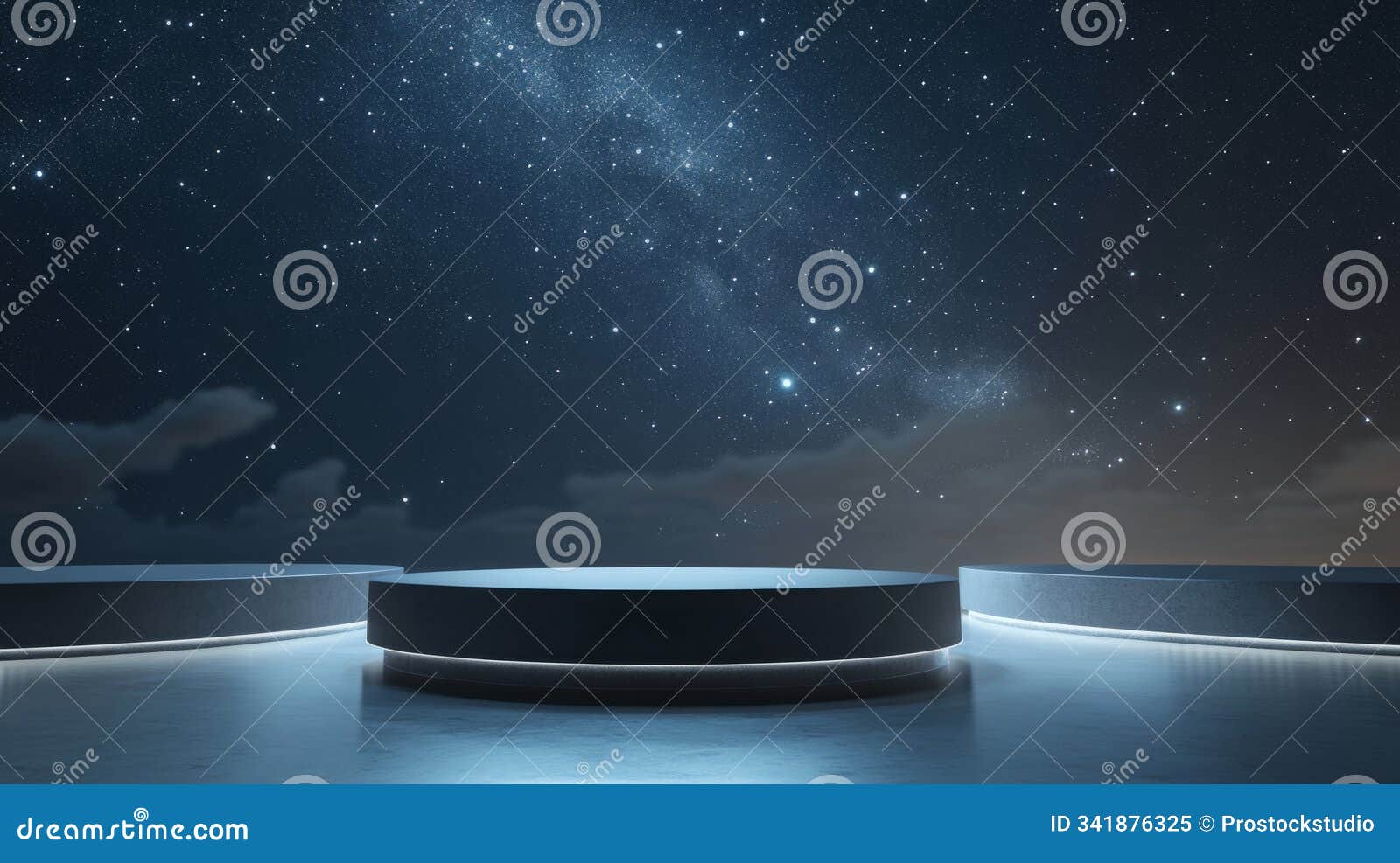 A Circular Platform Under a Starry Night Sky Stock Image - Image of ...
